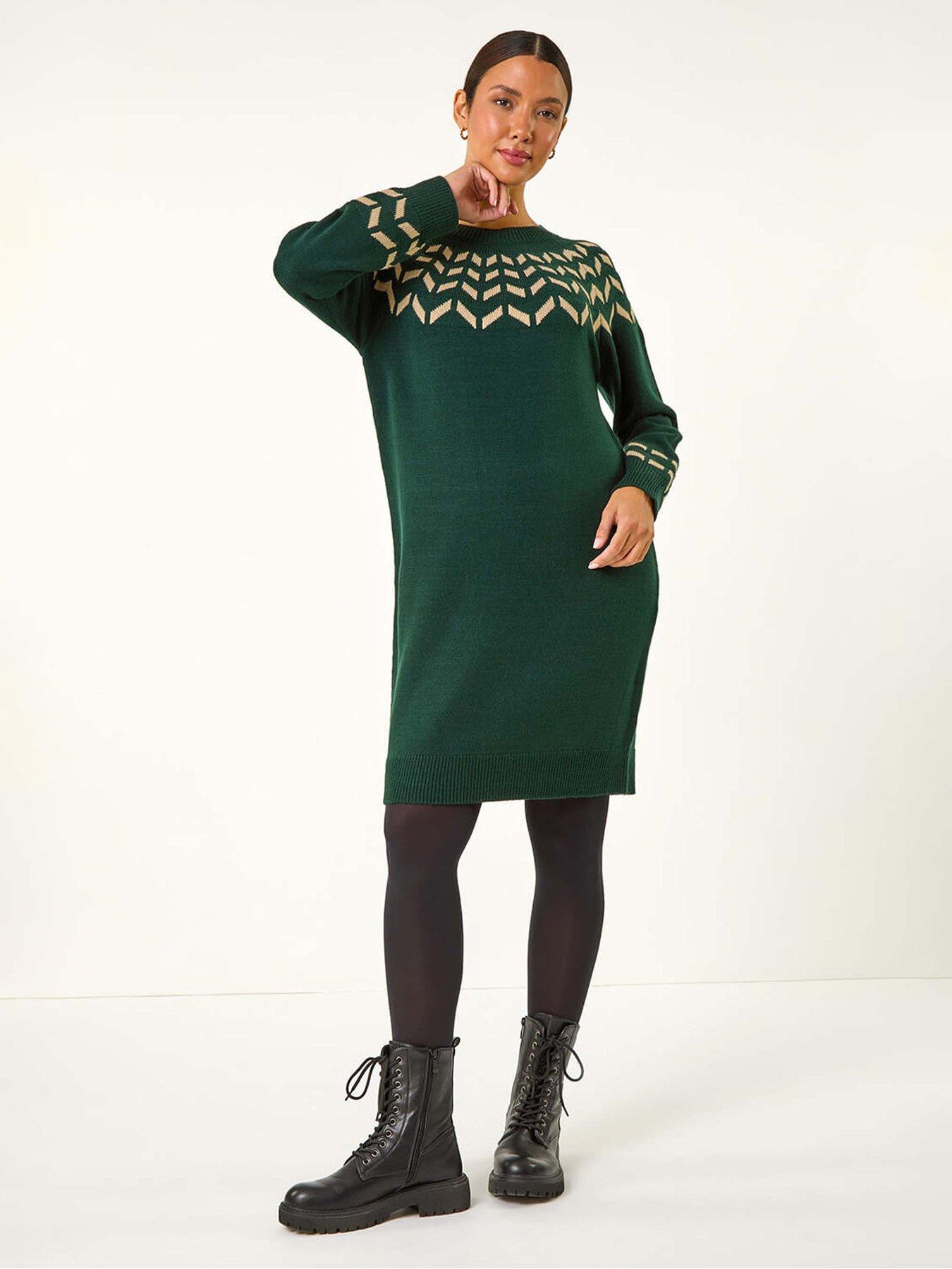 Roman Chevron Print Knit Dress - Forest | Very
