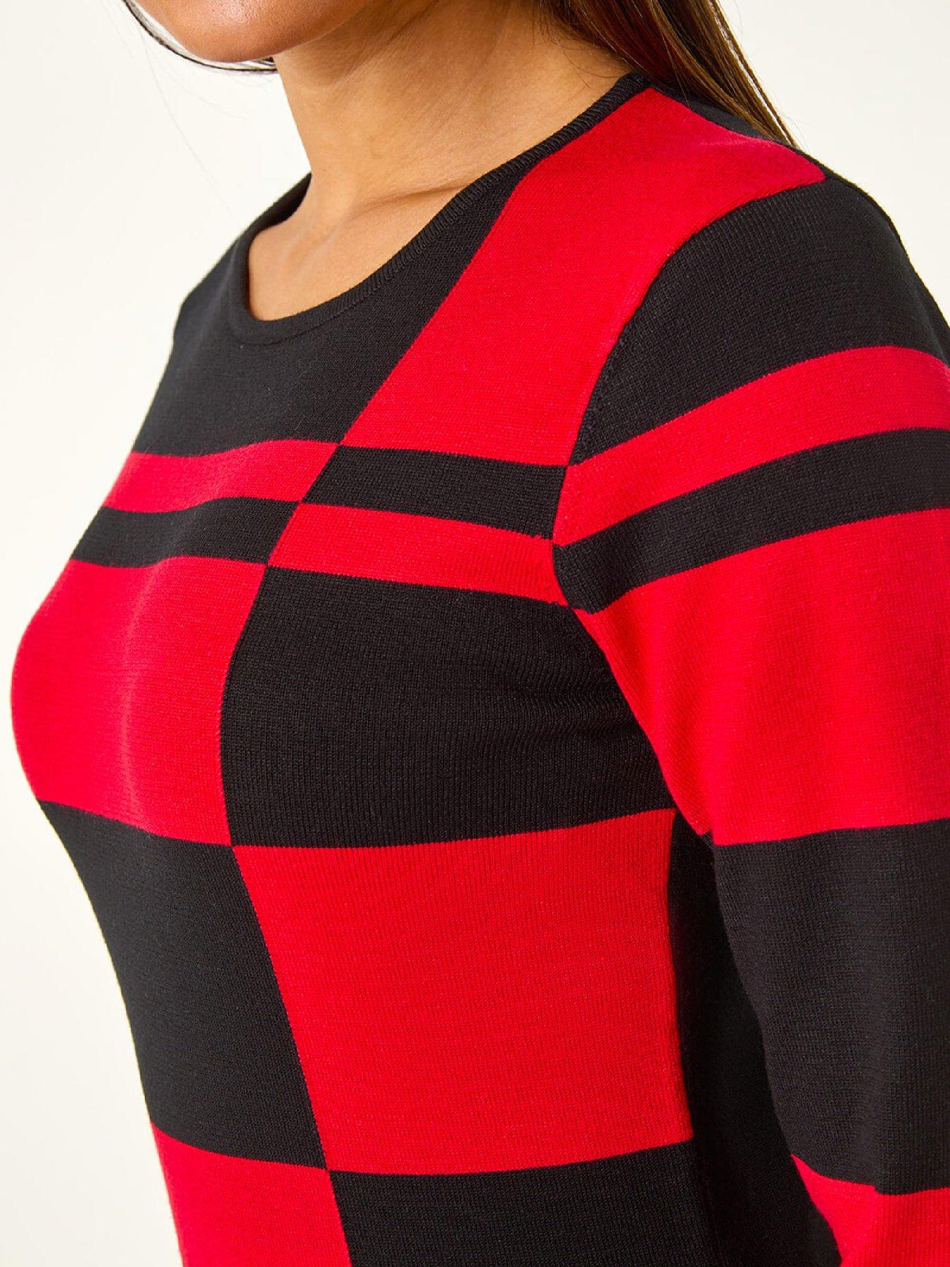 Roman Colour Block Knit Dress - Red | Very