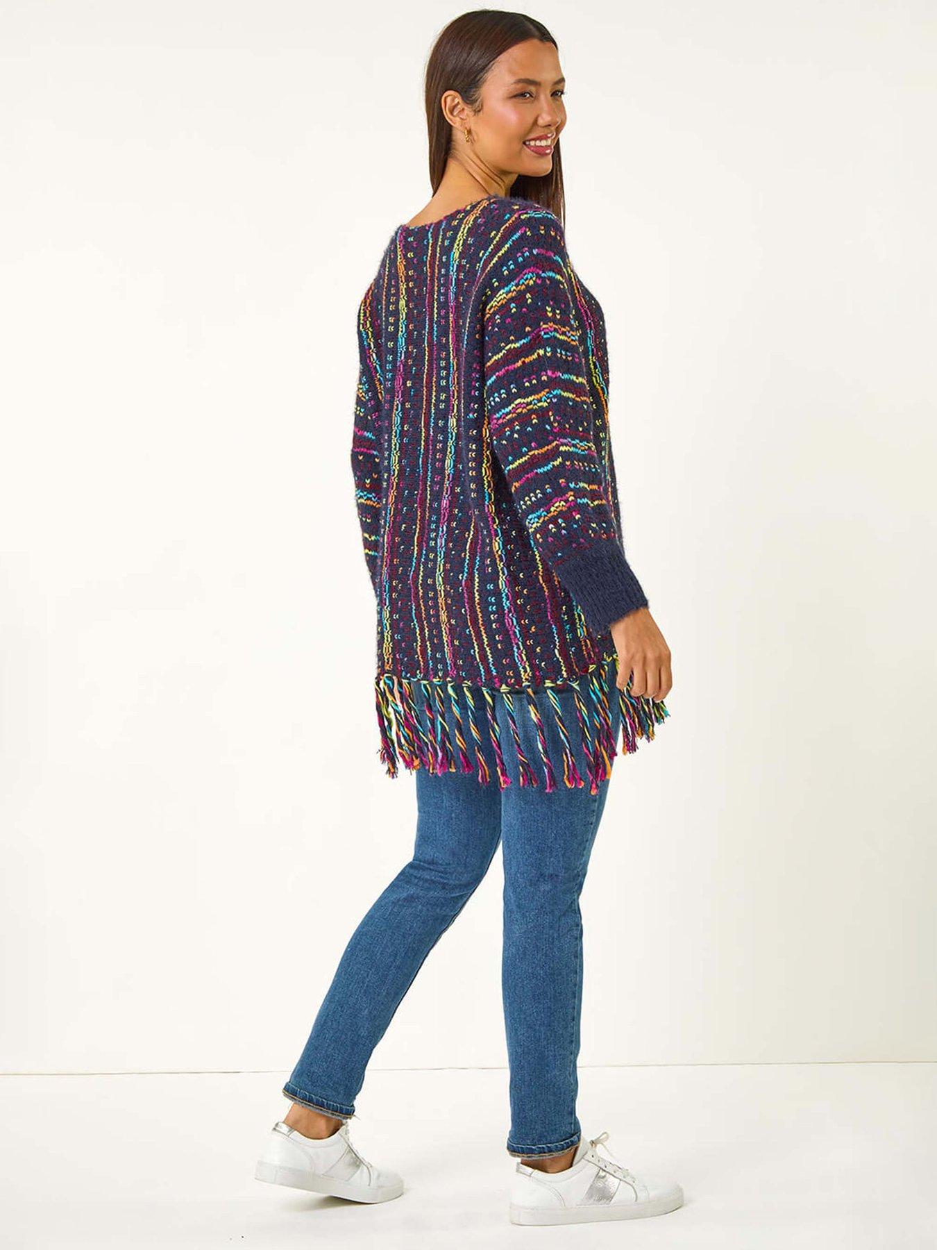Roman Fringe Hem Knit Longline Jumper - Midnight Blue | Very
