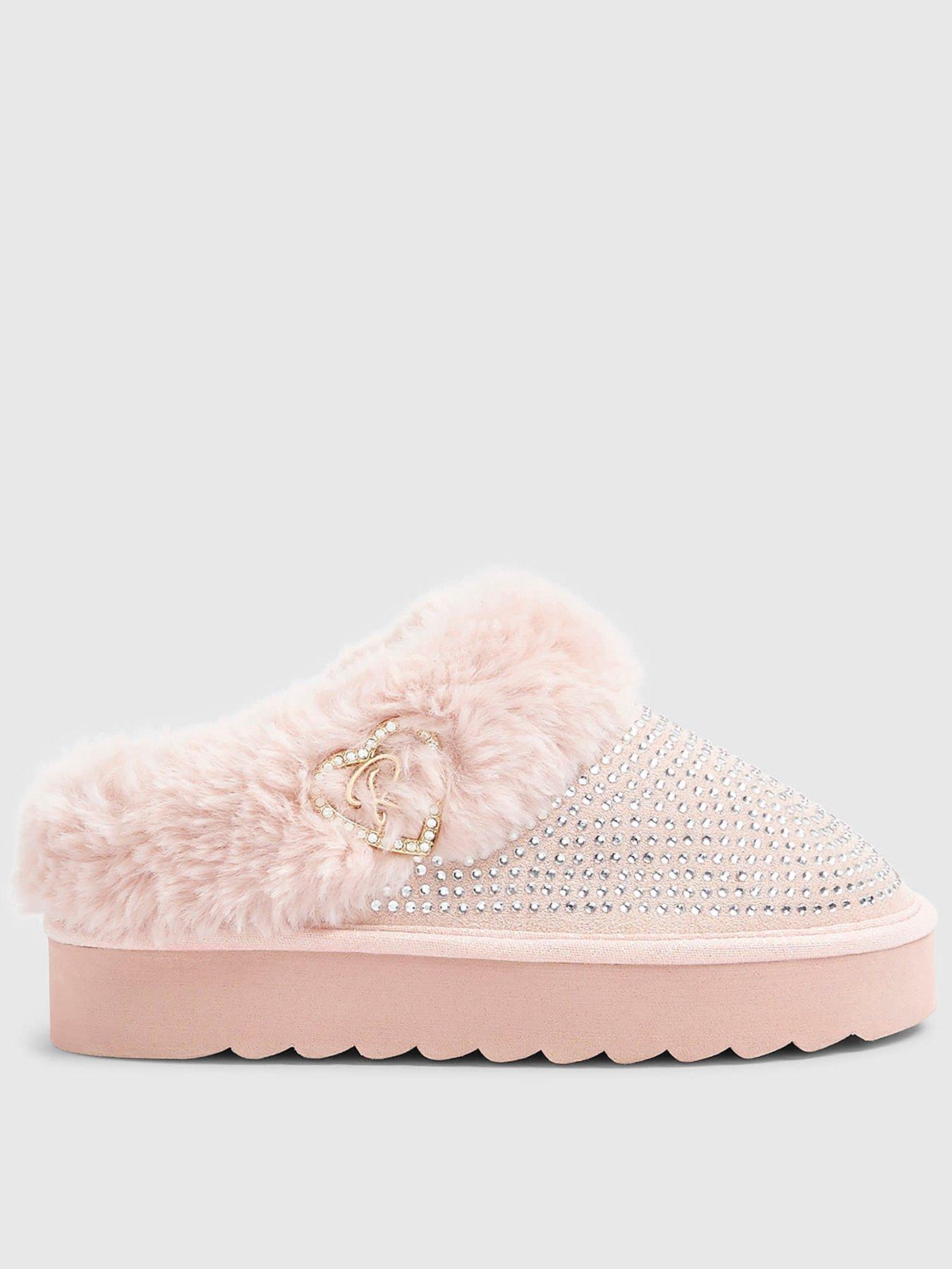 River Island Older Girls Heatseal Closed Toe Diamante Slippers - Pink ...