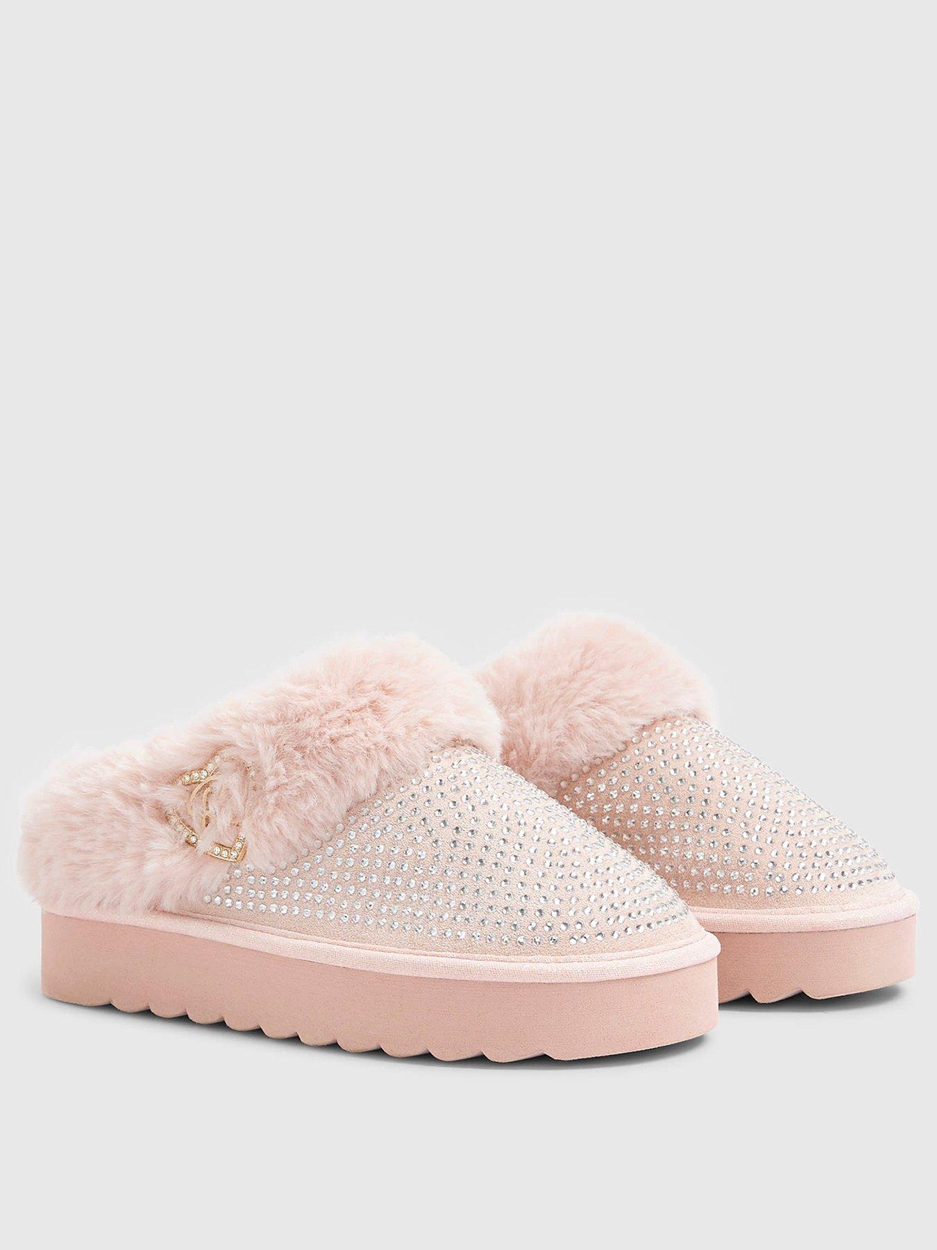 River Island Older Girls Heatseal Closed Toe Diamante Slippers - Pink ...