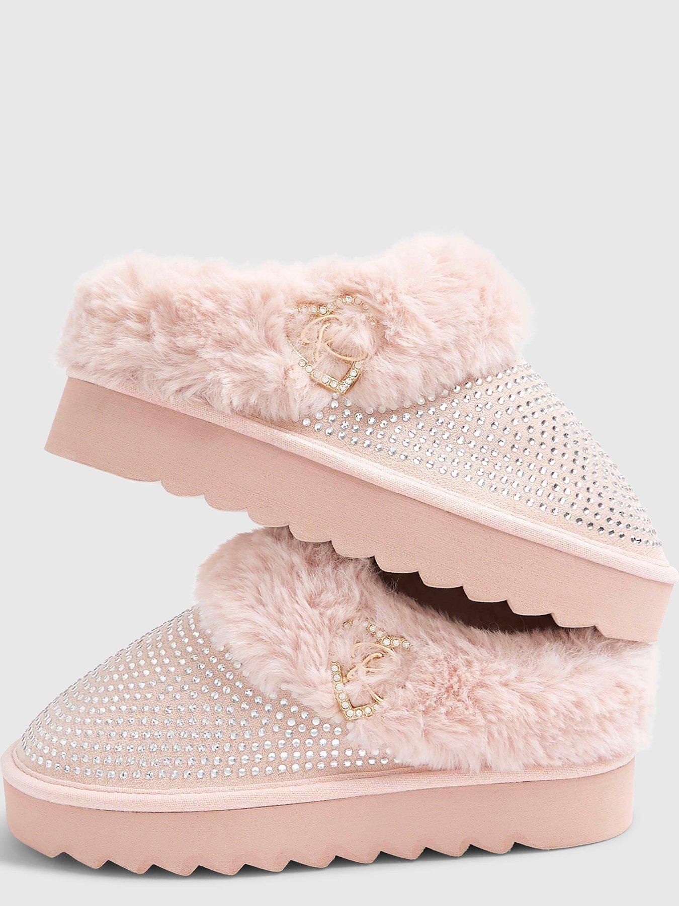 River Island Older Girls Heatseal Closed Toe Diamante Slippers - Pink ...
