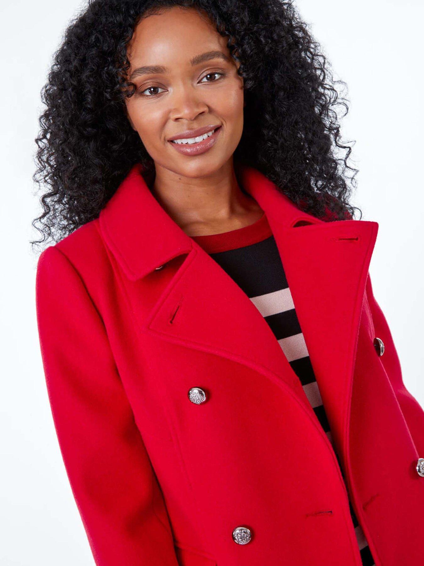 Roman Petite Double Breasted Military Coat - Red | Very