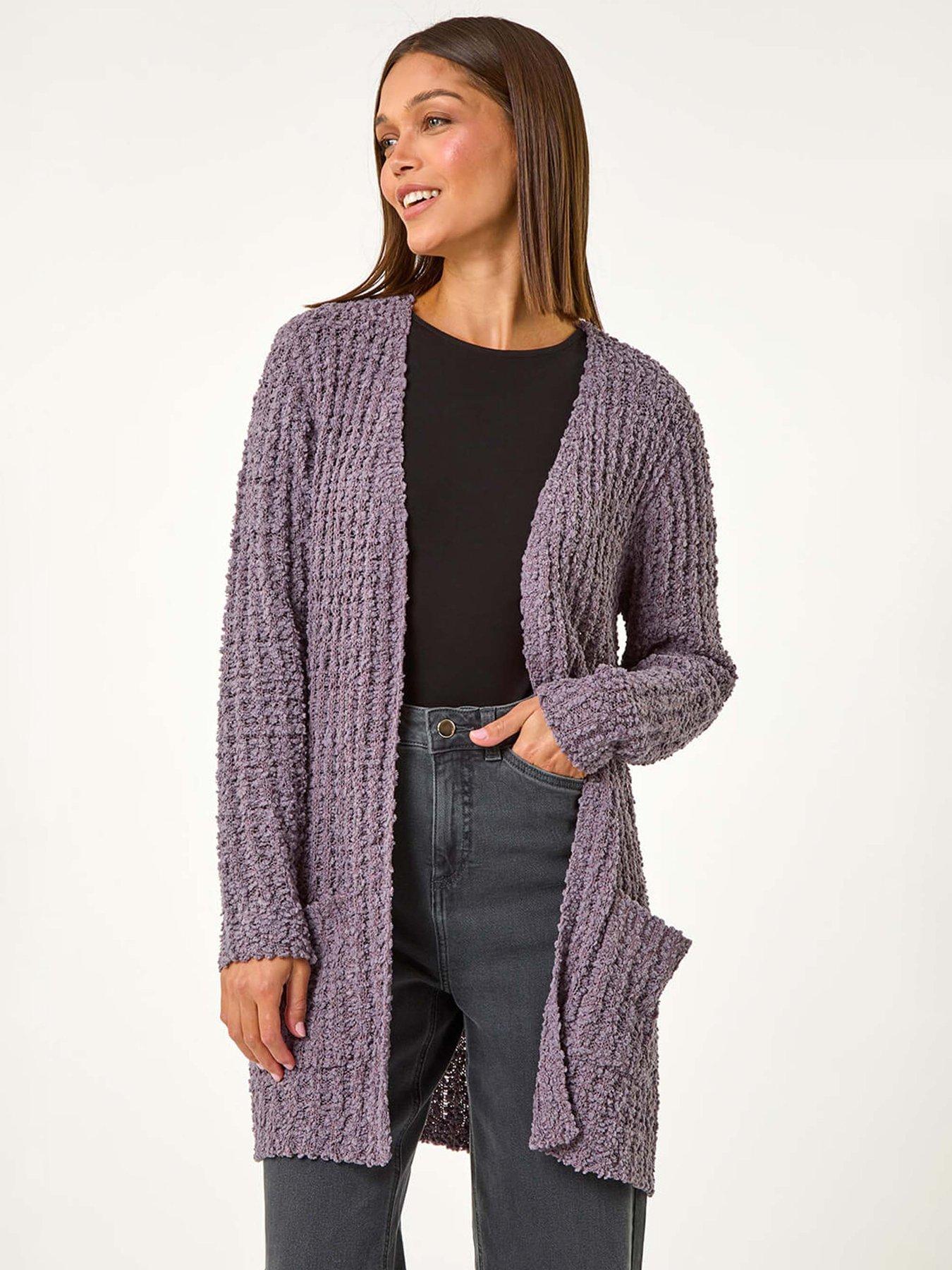Roman Popcorn Textured Longline Cardigan - Ash | Very
