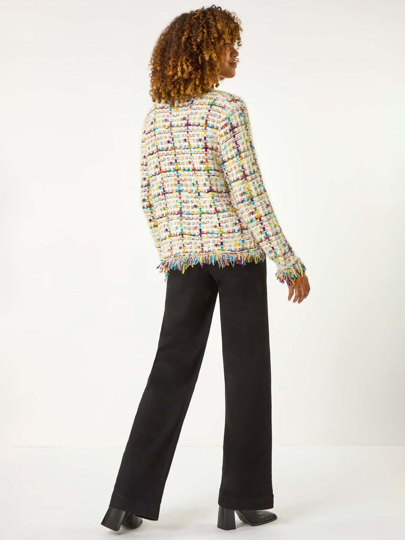 Roman Textured Fringe Knit Cardigan - Ivory | Very