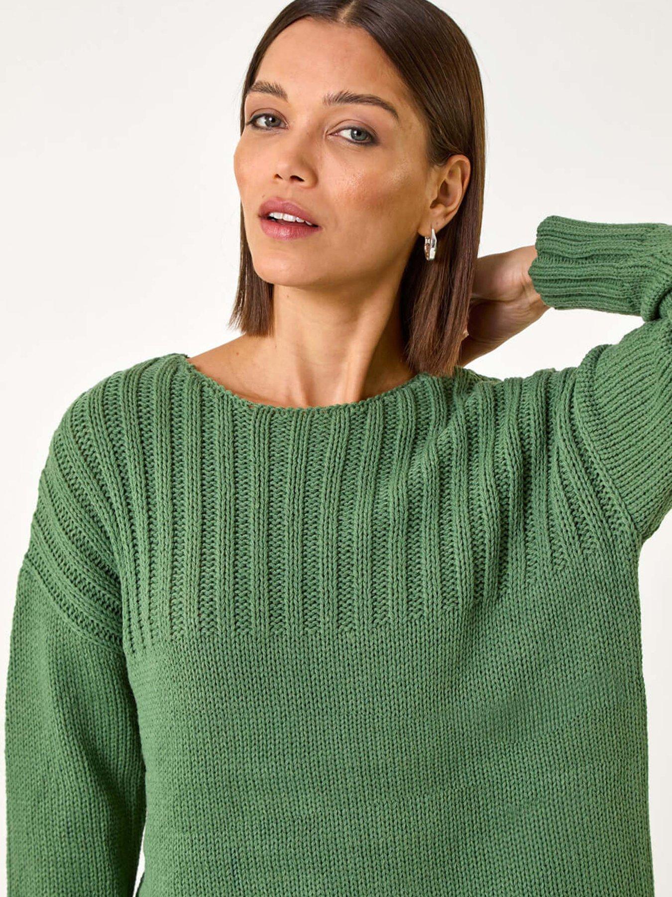 Roman Yoke Stitch Detail Jumper - Green | Very