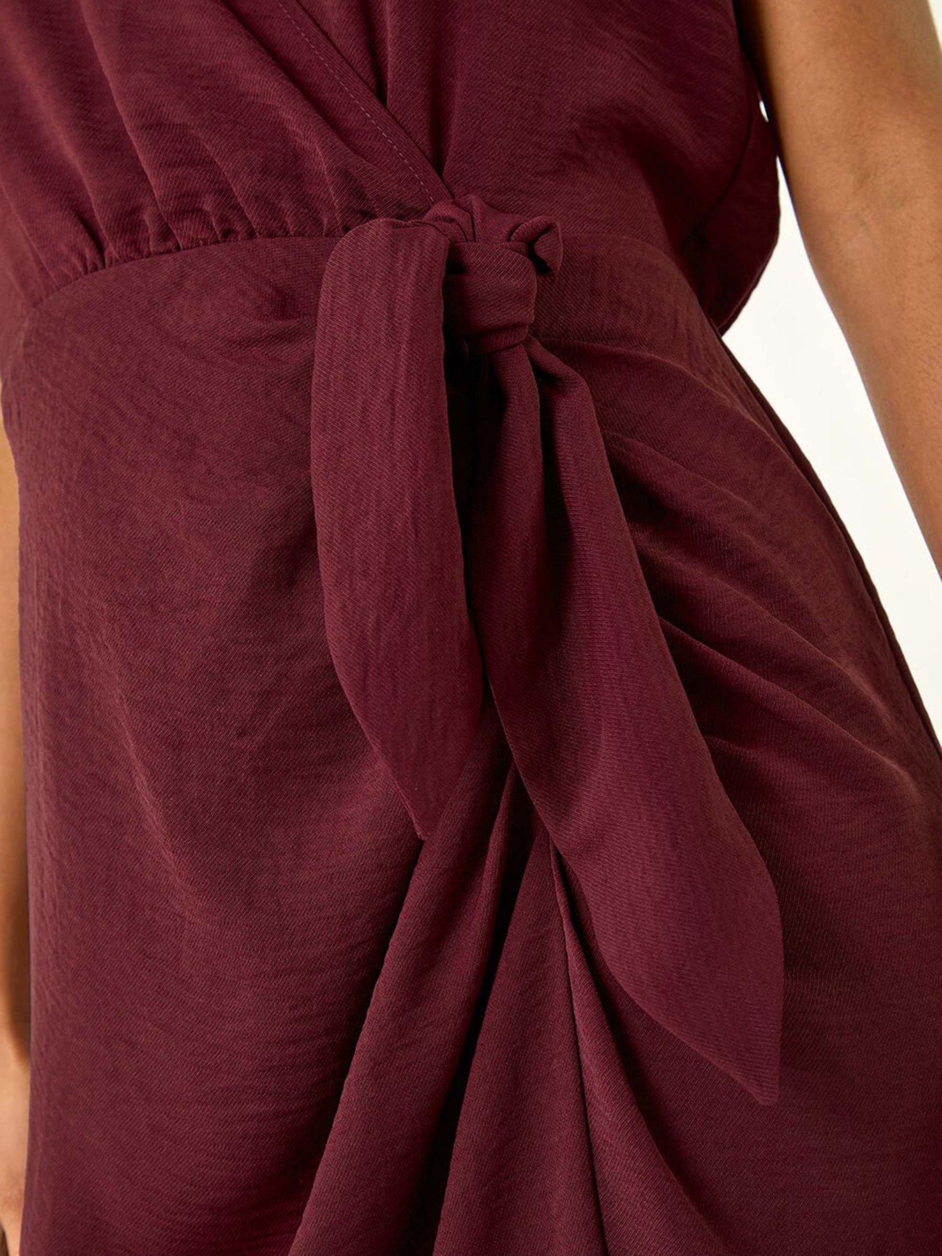 Roman Dusk Wrap Tie Detail Dress - Wine | Very