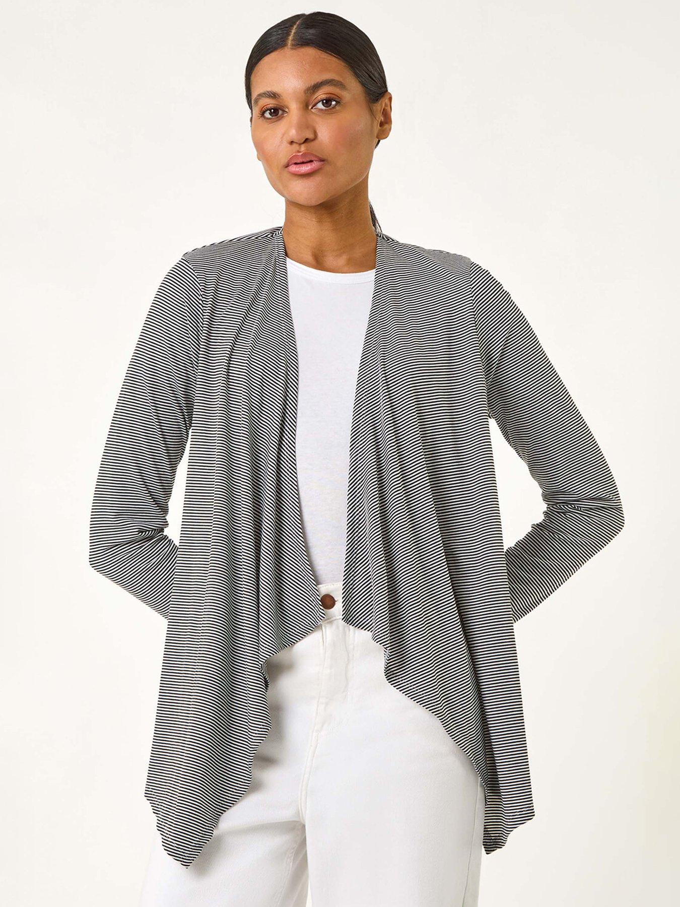 Roman Waterfall Stetch Jersey Cardigan - Black | Very