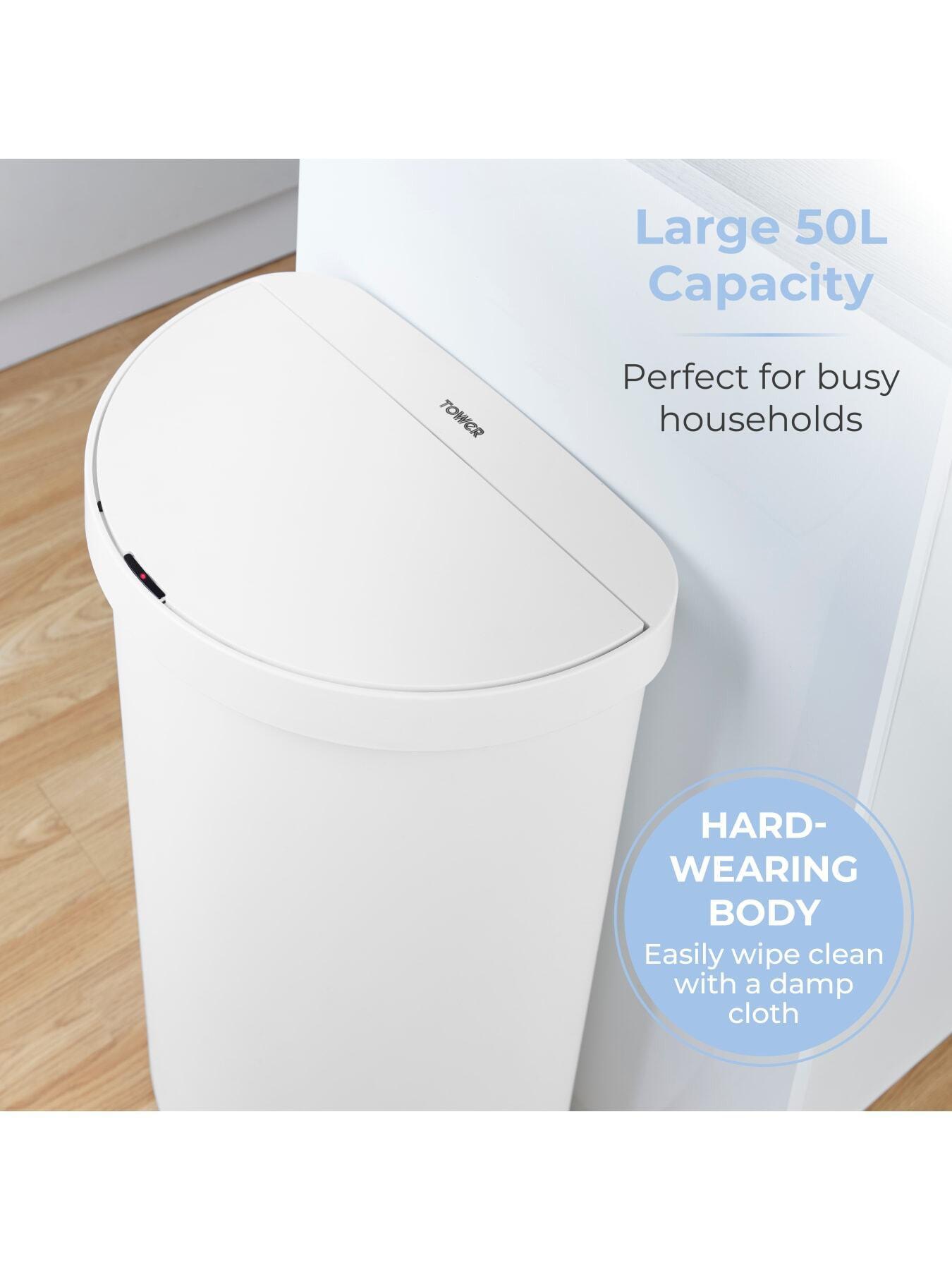 Tower 50l Curved Sensor Bin | Very