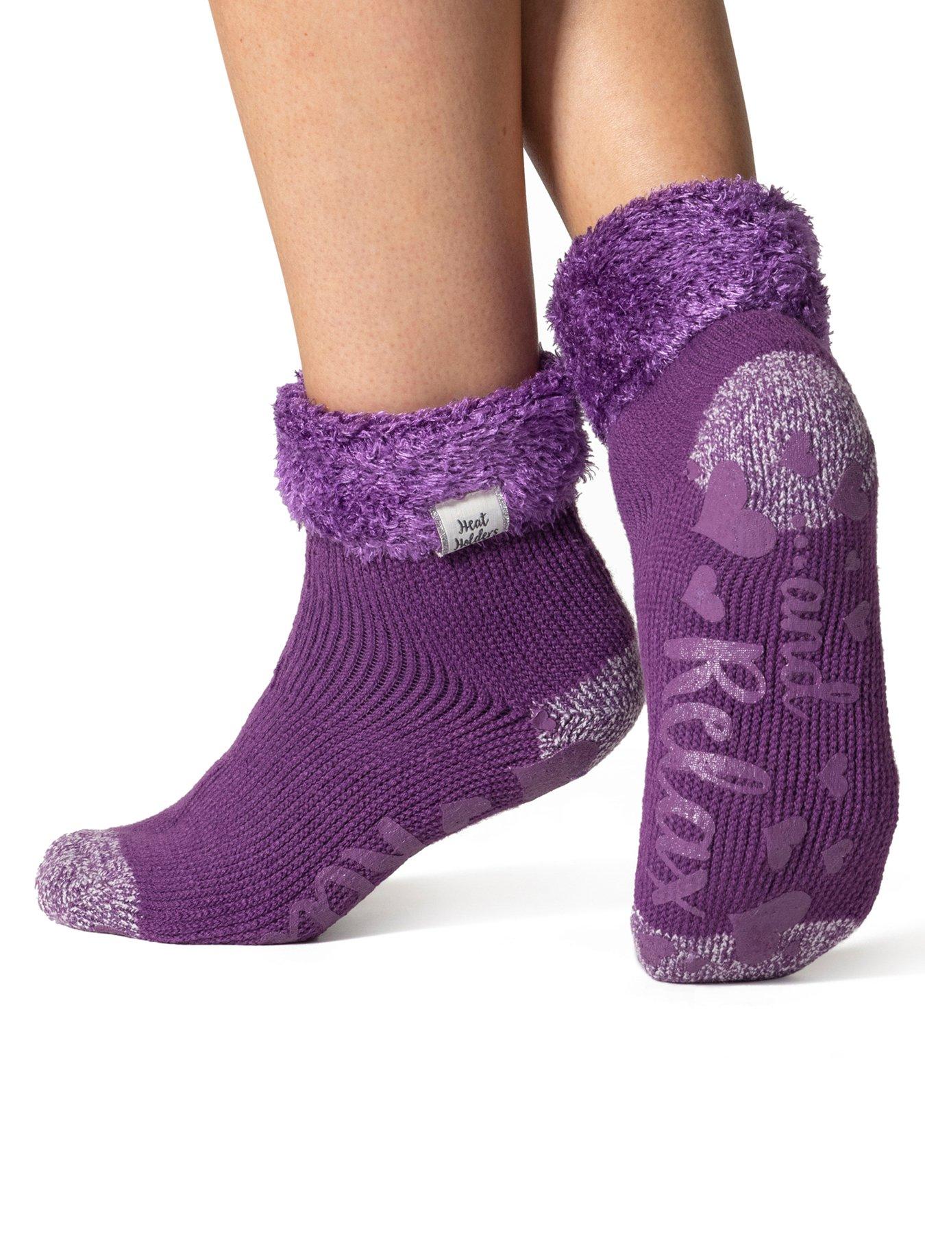 Heat Holders Daisy Mauve Twist Cosy Socks - Aubergine Purple | Very