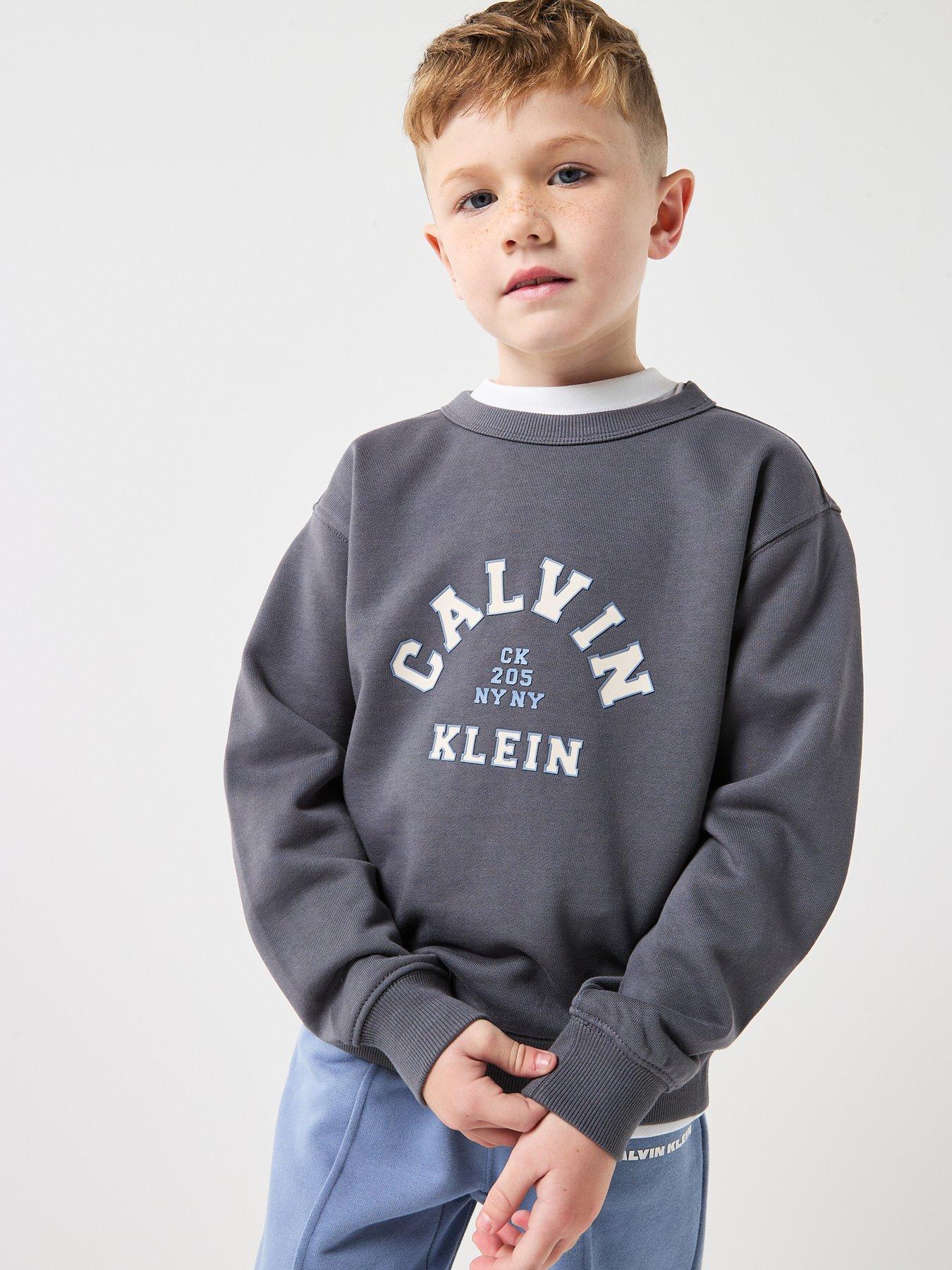 Calvin Klein Jeans Boys Varsity Crew Neck Sweatshirt - Dark Grey | Very