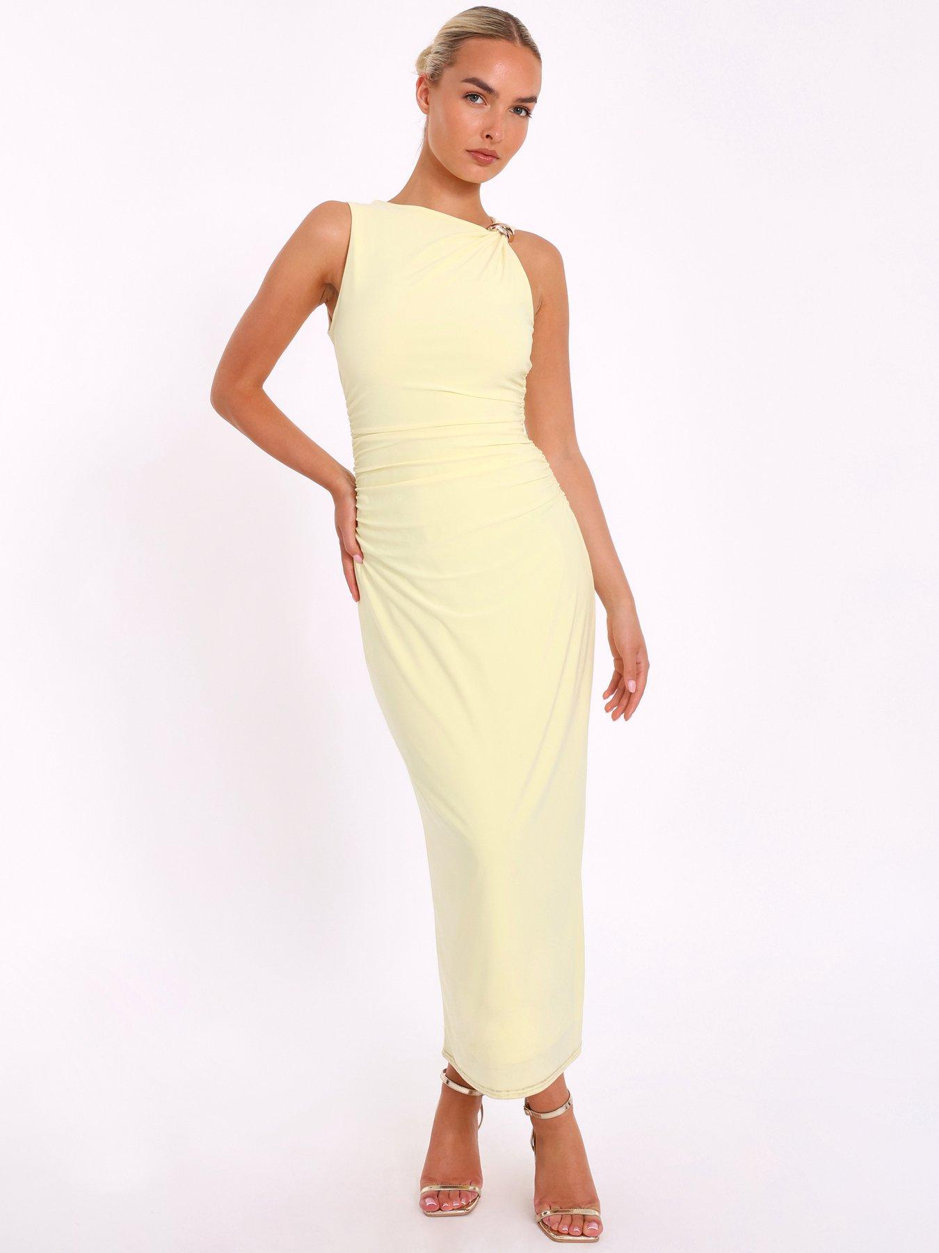 Quiz Yellow Gold Buckle Midaxi Dress | Very