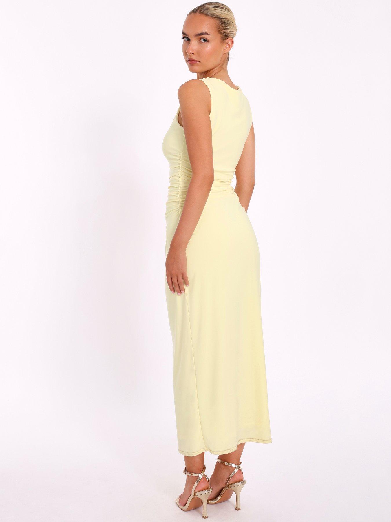 Quiz Yellow Gold Buckle Midaxi Dress | Very