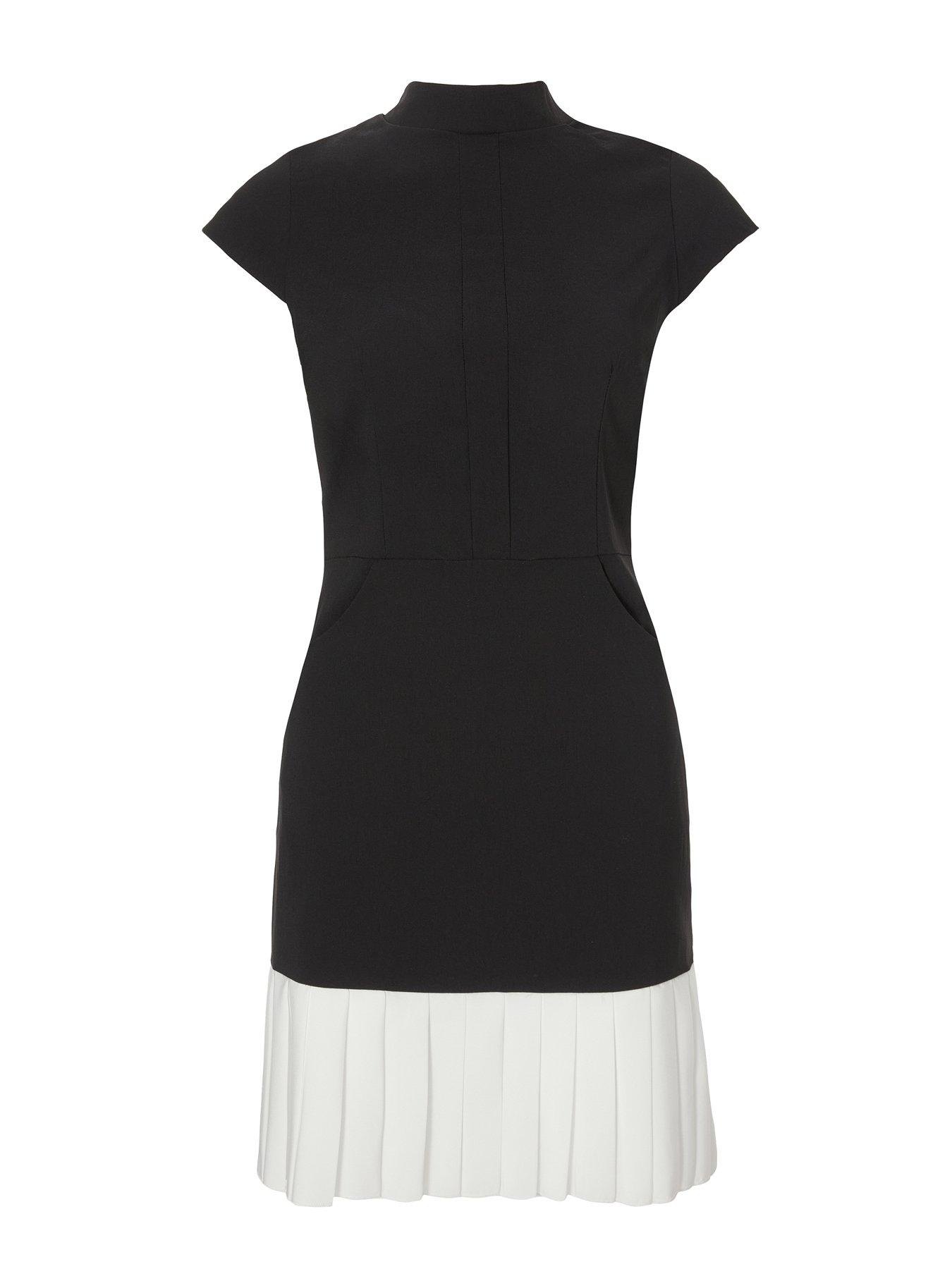 Quiz Black Contrast Pleated Mini Dress | Very
