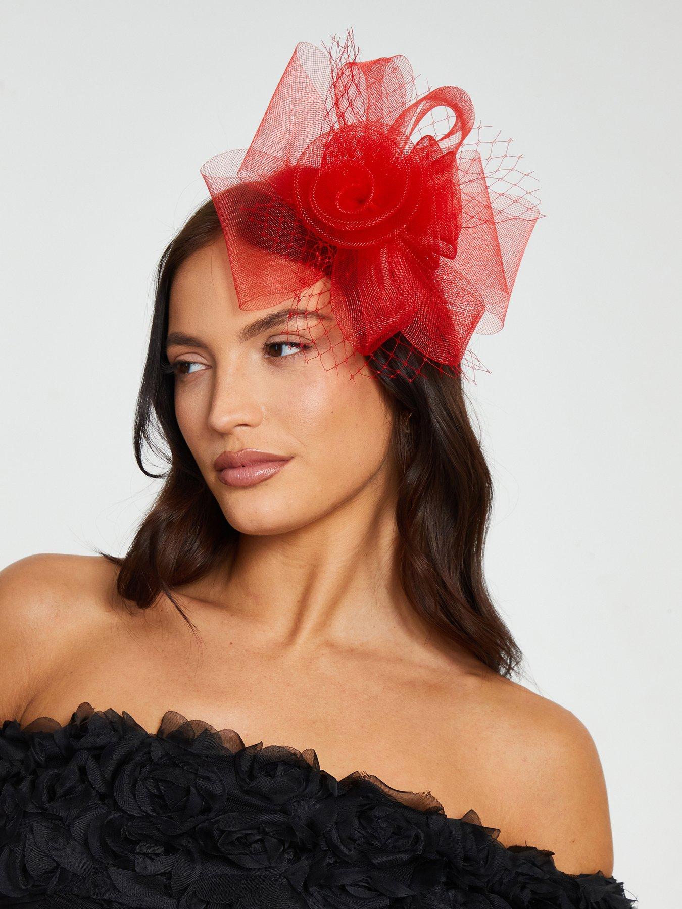 Quiz Red Flower Clip Fascinator | Very