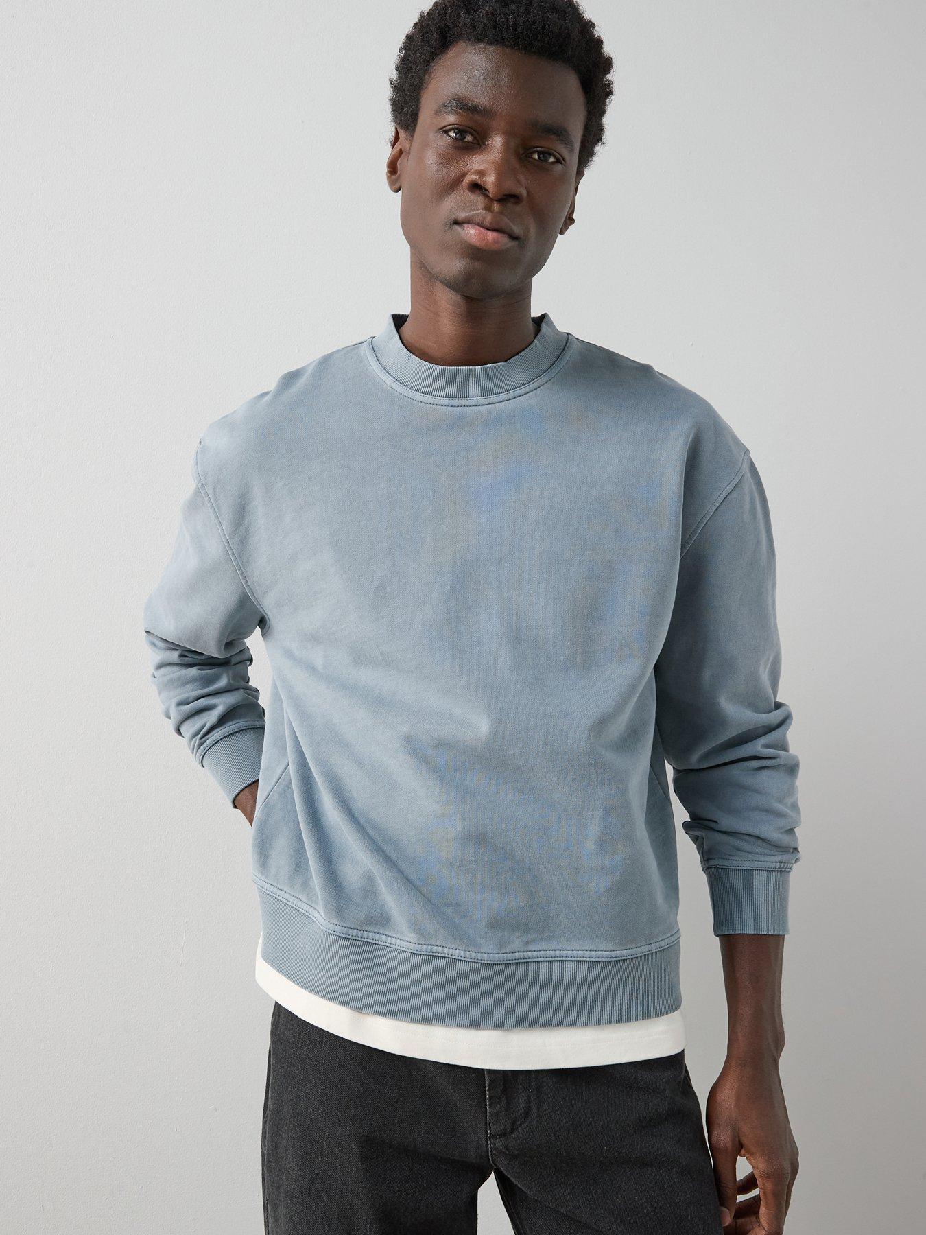 The Very Collection Pure Cotton Boxy Fit Washed Crew Neck Sweat - Blue ...