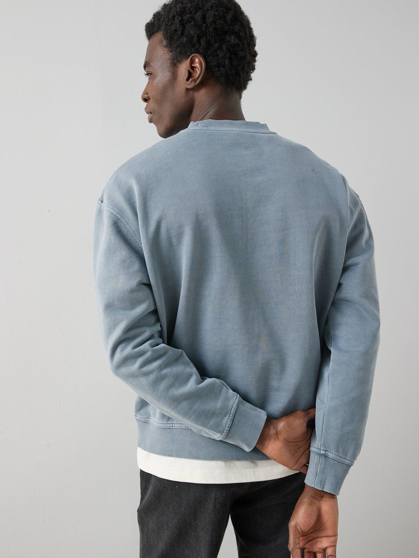 The Very Collection Pure Cotton Boxy Fit Washed Crew Neck Sweat - Blue ...