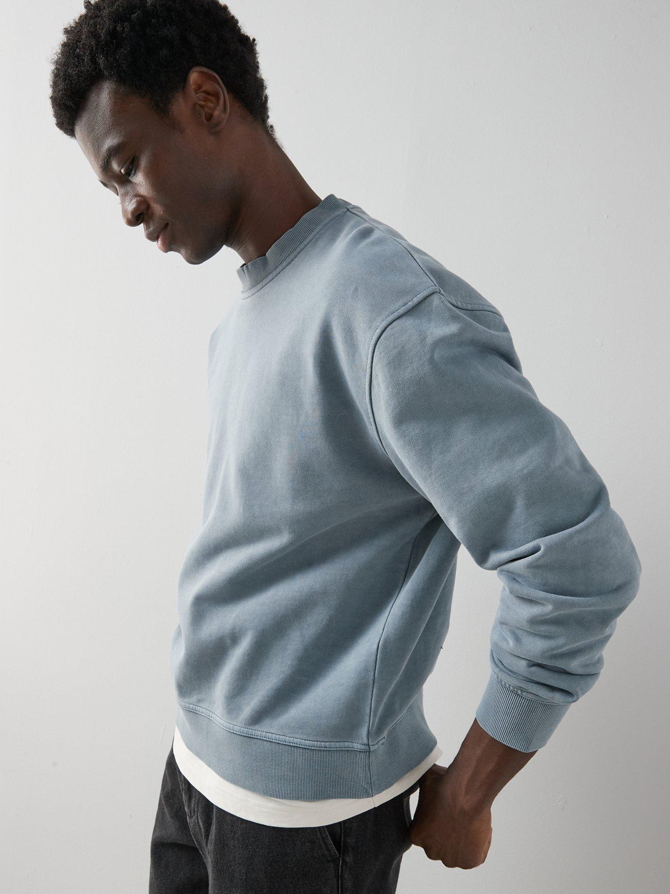 The Very Collection Pure Cotton Boxy Fit Washed Crew Neck Sweat - Blue ...