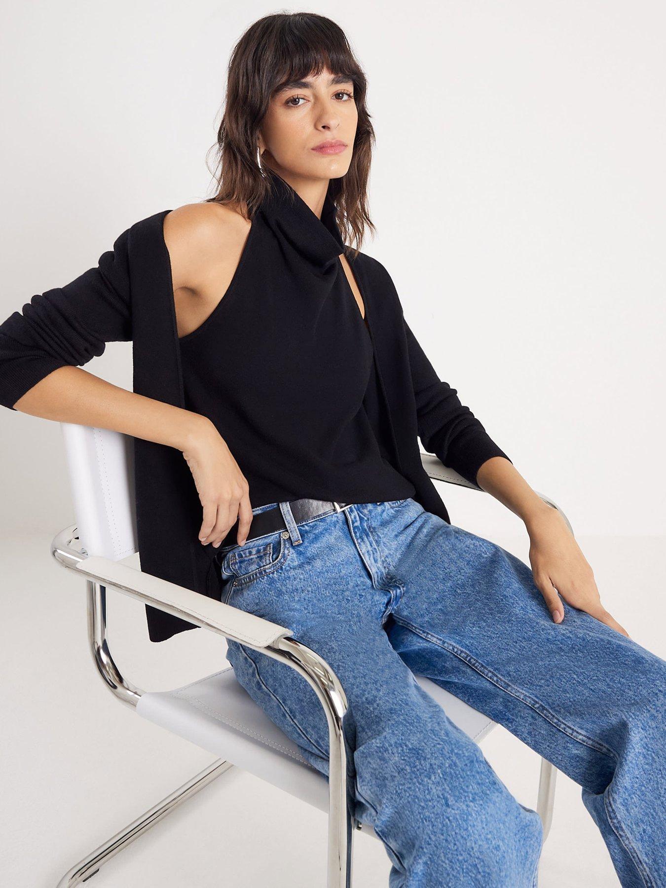 River Island Two In One Drape Knit Top - Black | Very