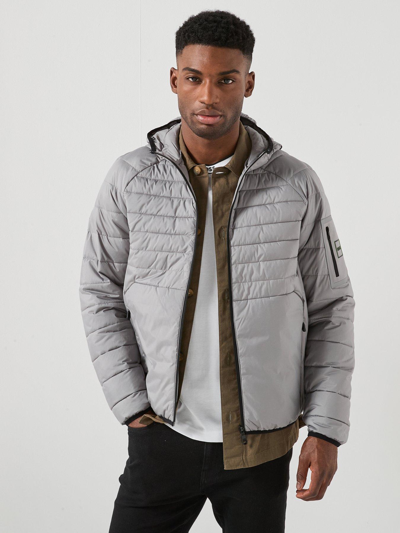 BOSS Urbanex Regular Fit Light Quilted Hooded Jacket - Grey | Very