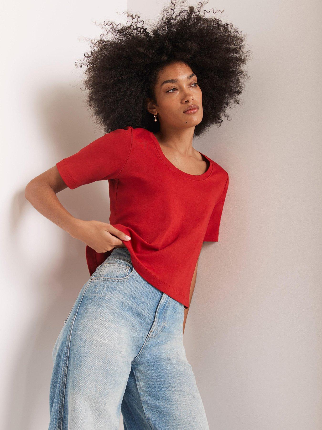 Mint Velvet Scoop Neck Ultimate Top - Red | Very