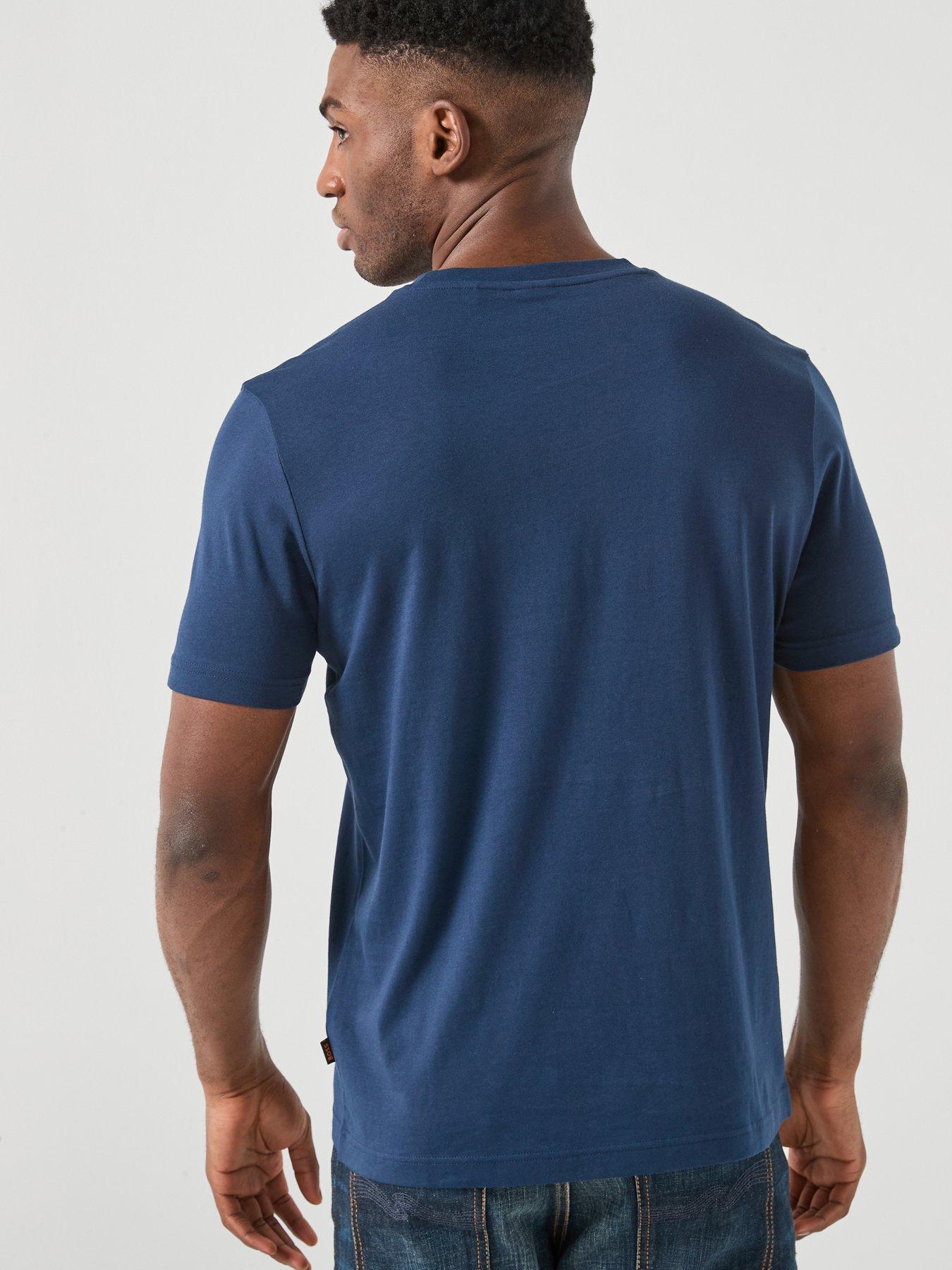 BOSS Plain Small Chest Graphic T-shirt - Blue | Very