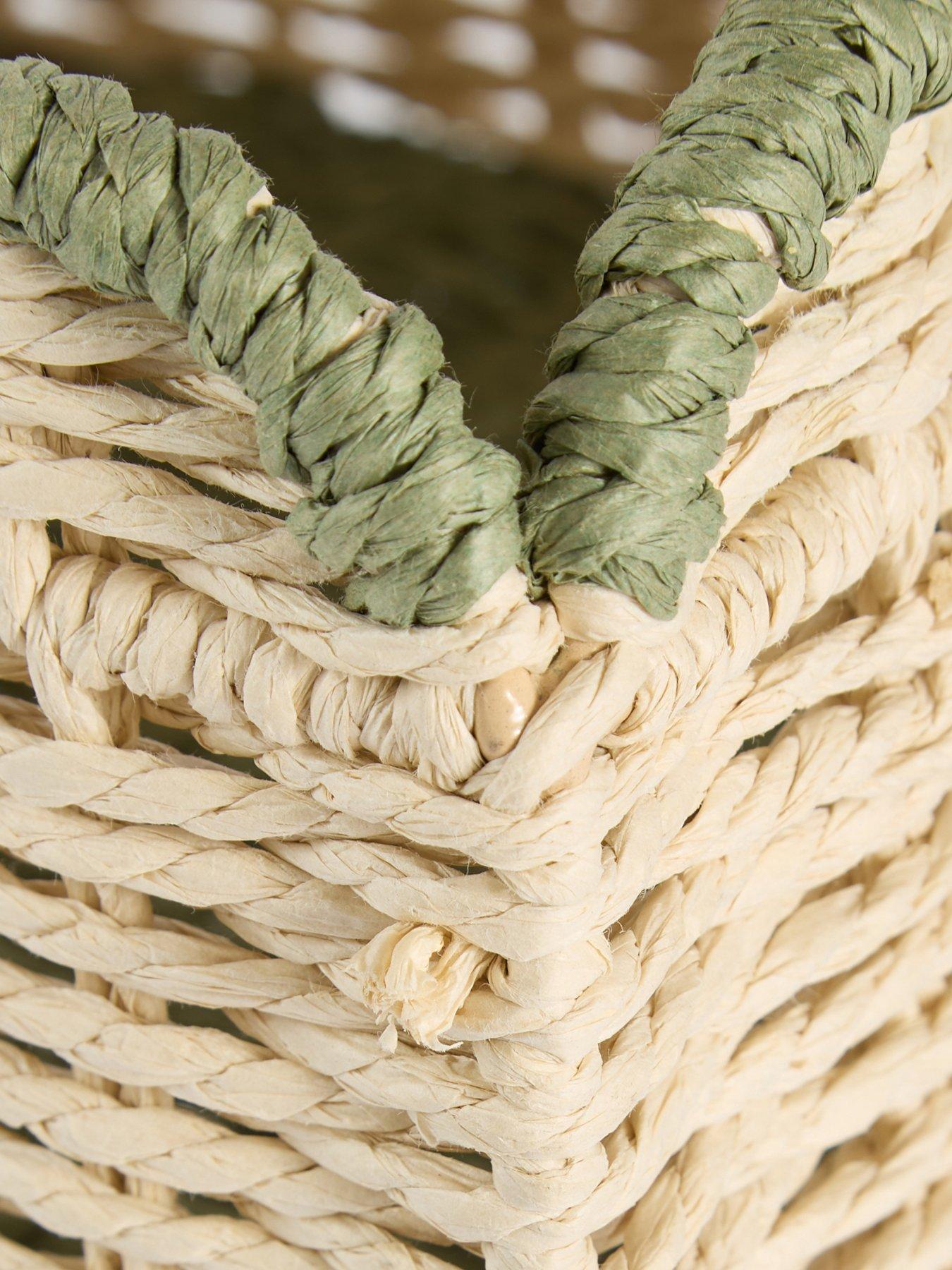 The Very Collection 3 Tier Green Scallop Edge Woven Bathroom Storage ...