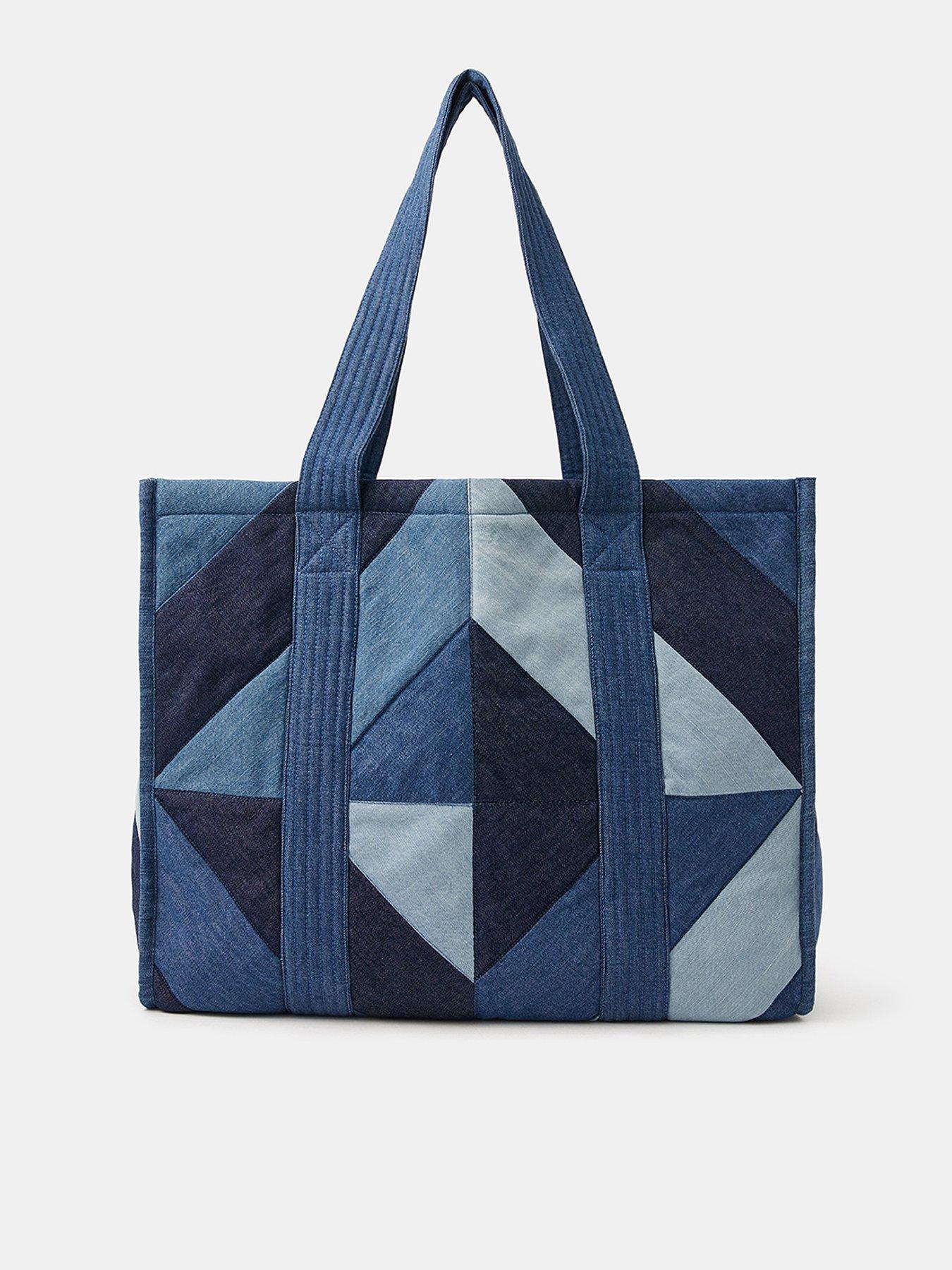 Accessorize Patchwork Denim Shopper Bag - Blue | Very