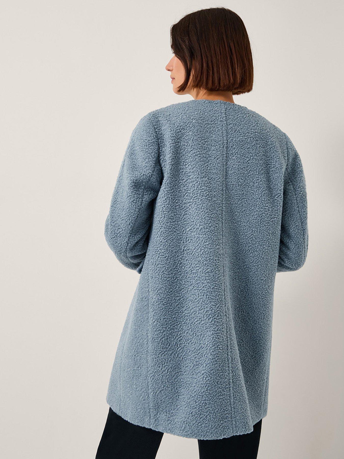 Monsoon Lily Collarless Coat - Pale Blue | Very