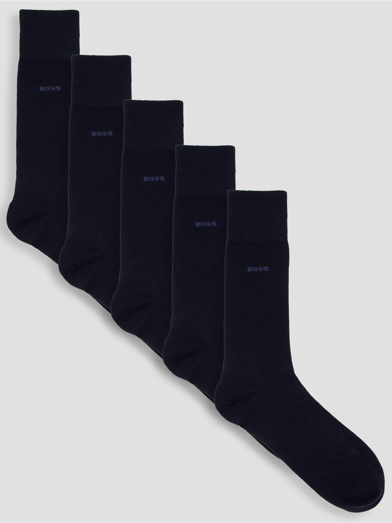 BOSS Bodywear 5 Pack Logo Crew Socks - Navy | Very