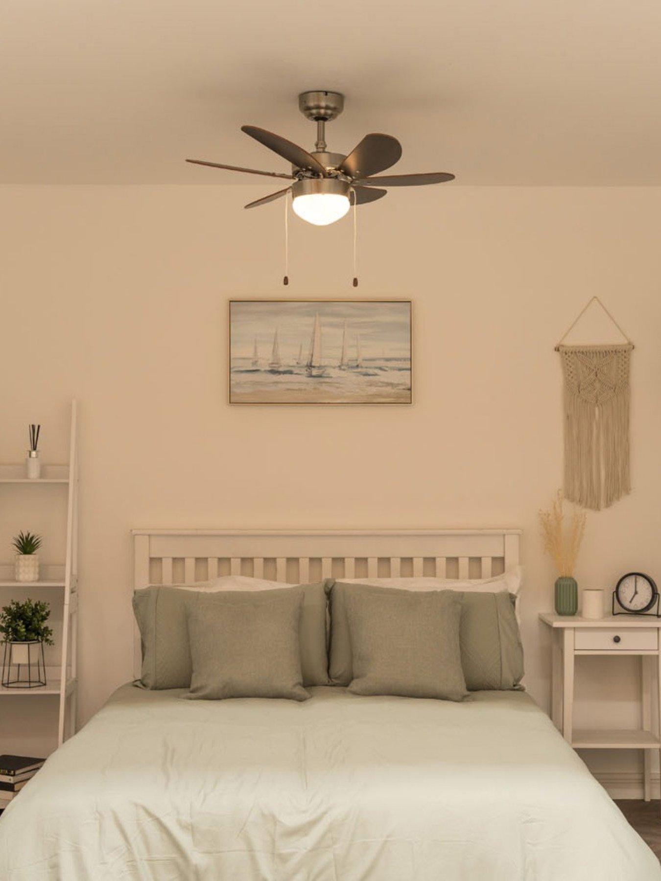 ValueLights Typhoon Brushed Chrome 30 Ceiling Fan With Light | Very