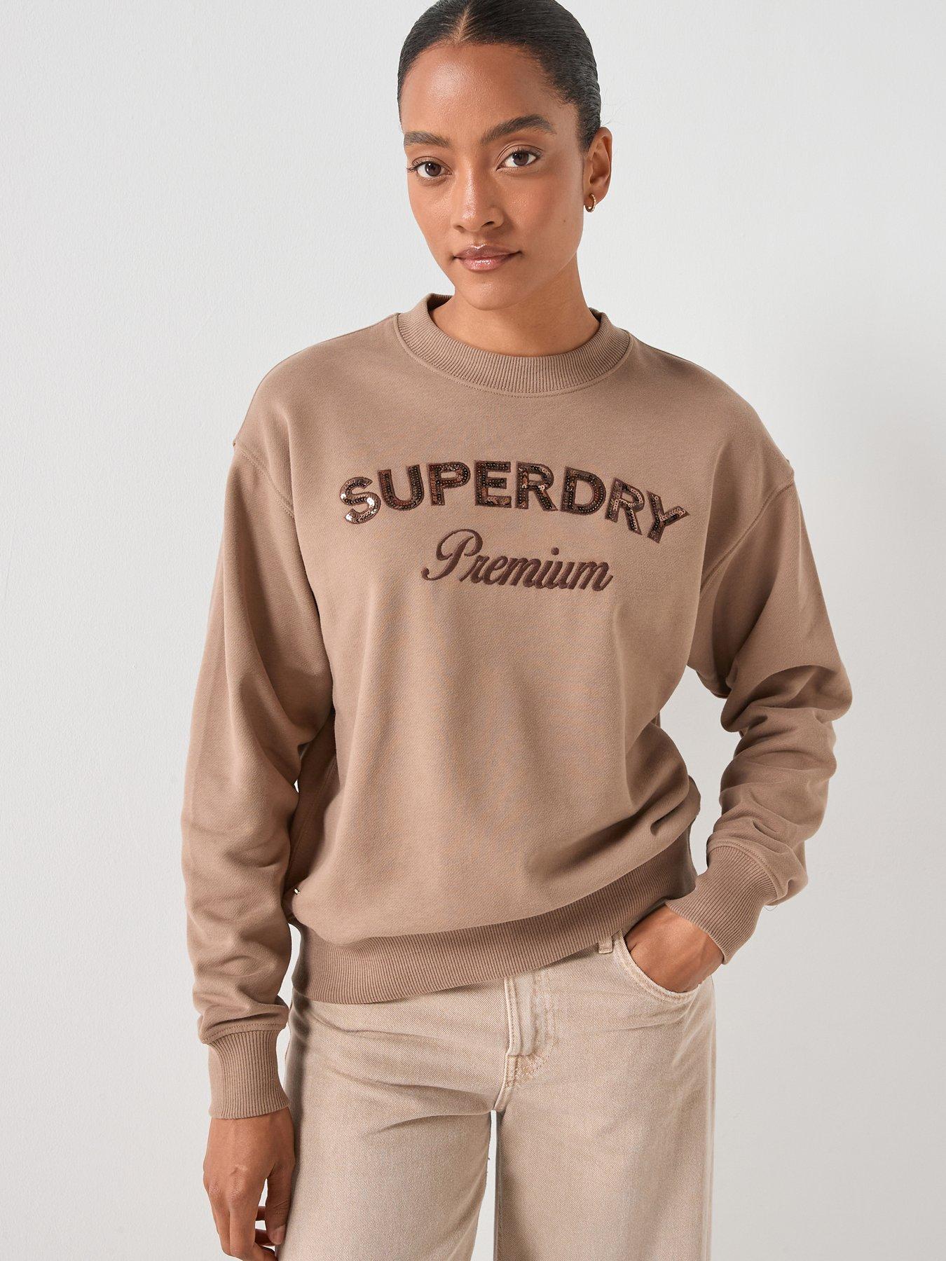 Superdry Premium Design Loose Crew Sweater - Brown | Very