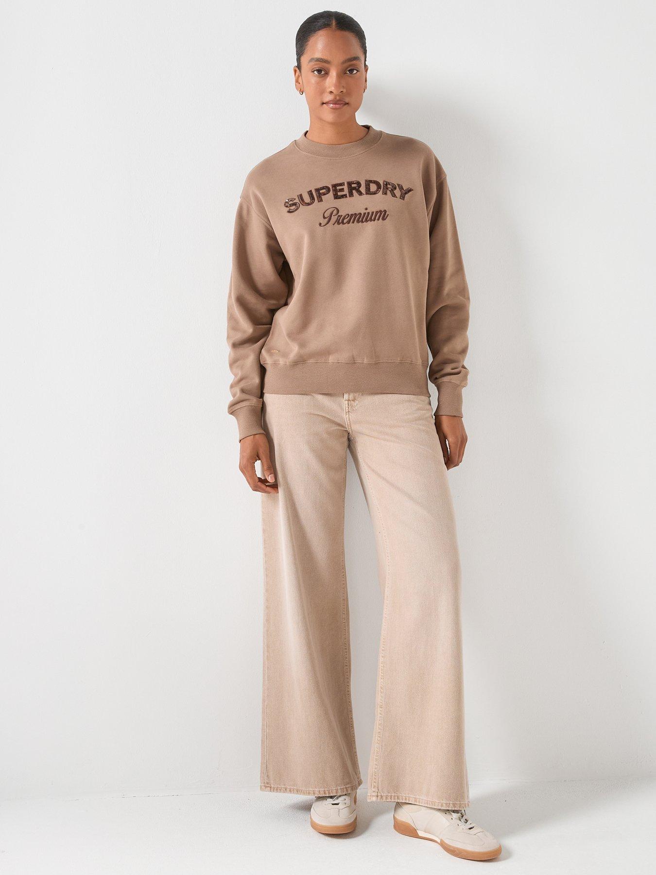 Superdry Premium Design Loose Crew Sweater - Brown | Very
