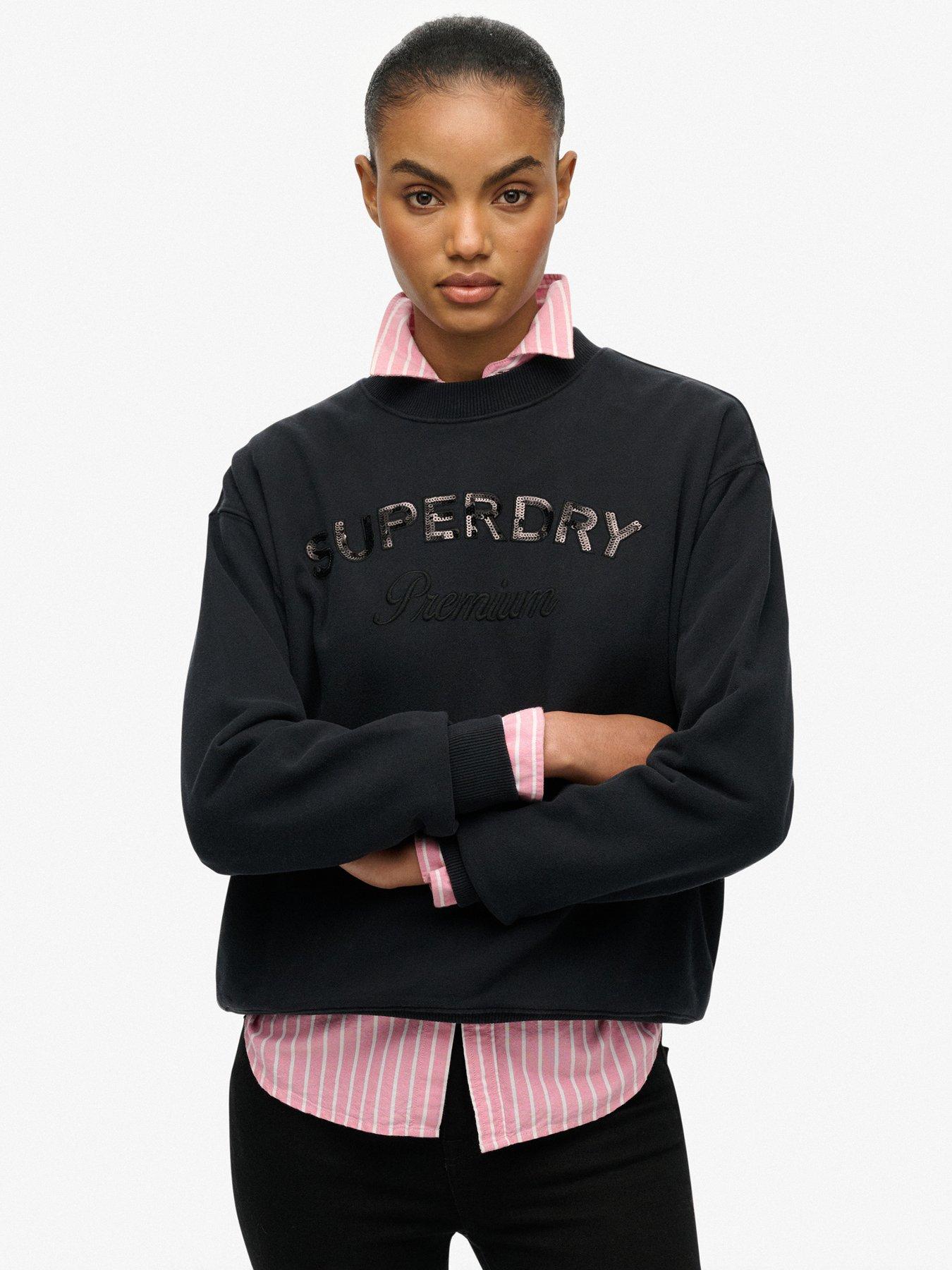Superdry Premium Design Loose Crew Sweater - Black | Very