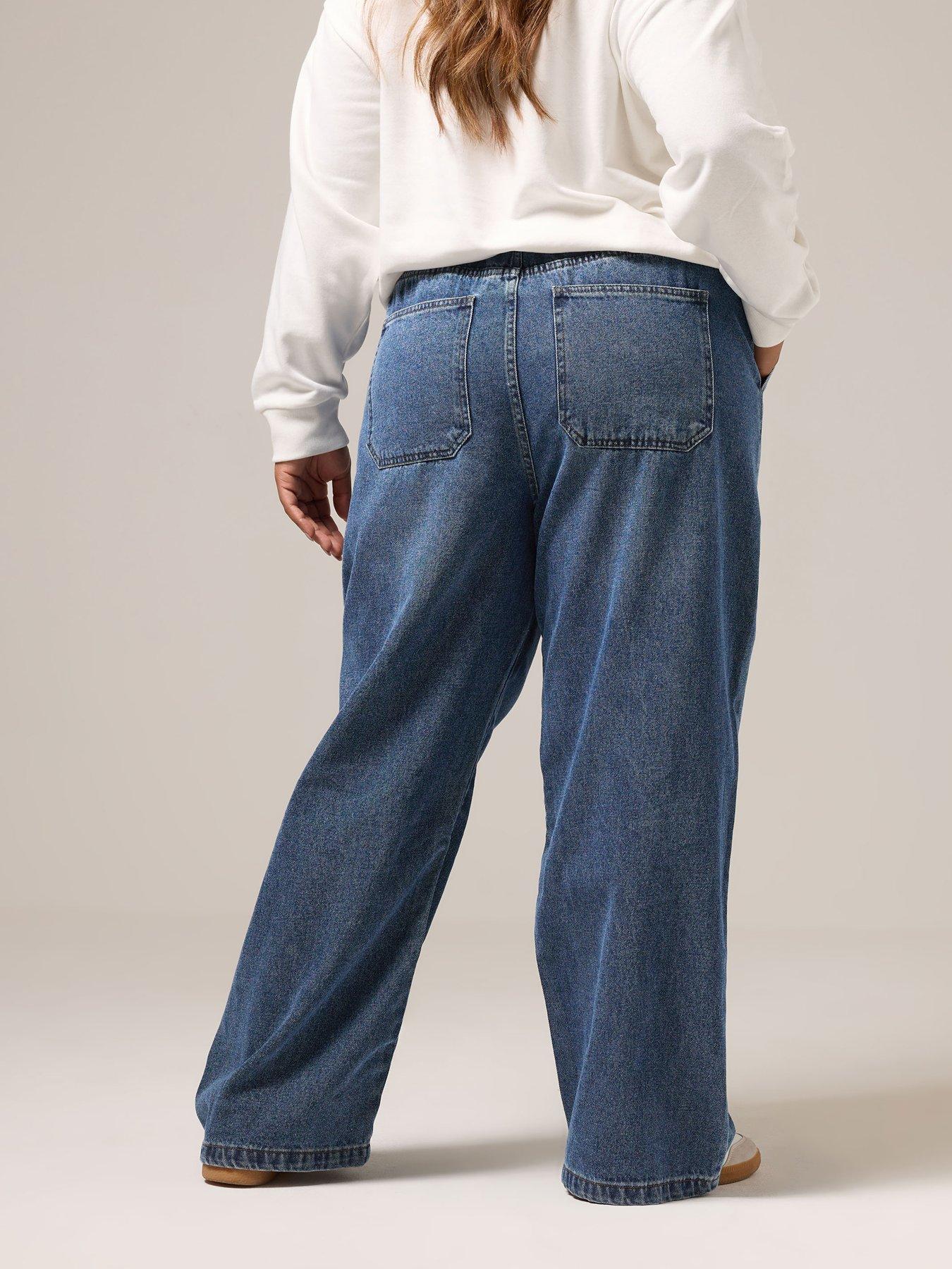 Yours Curve Wide Leg Tie Waist Jean - Blue | Very