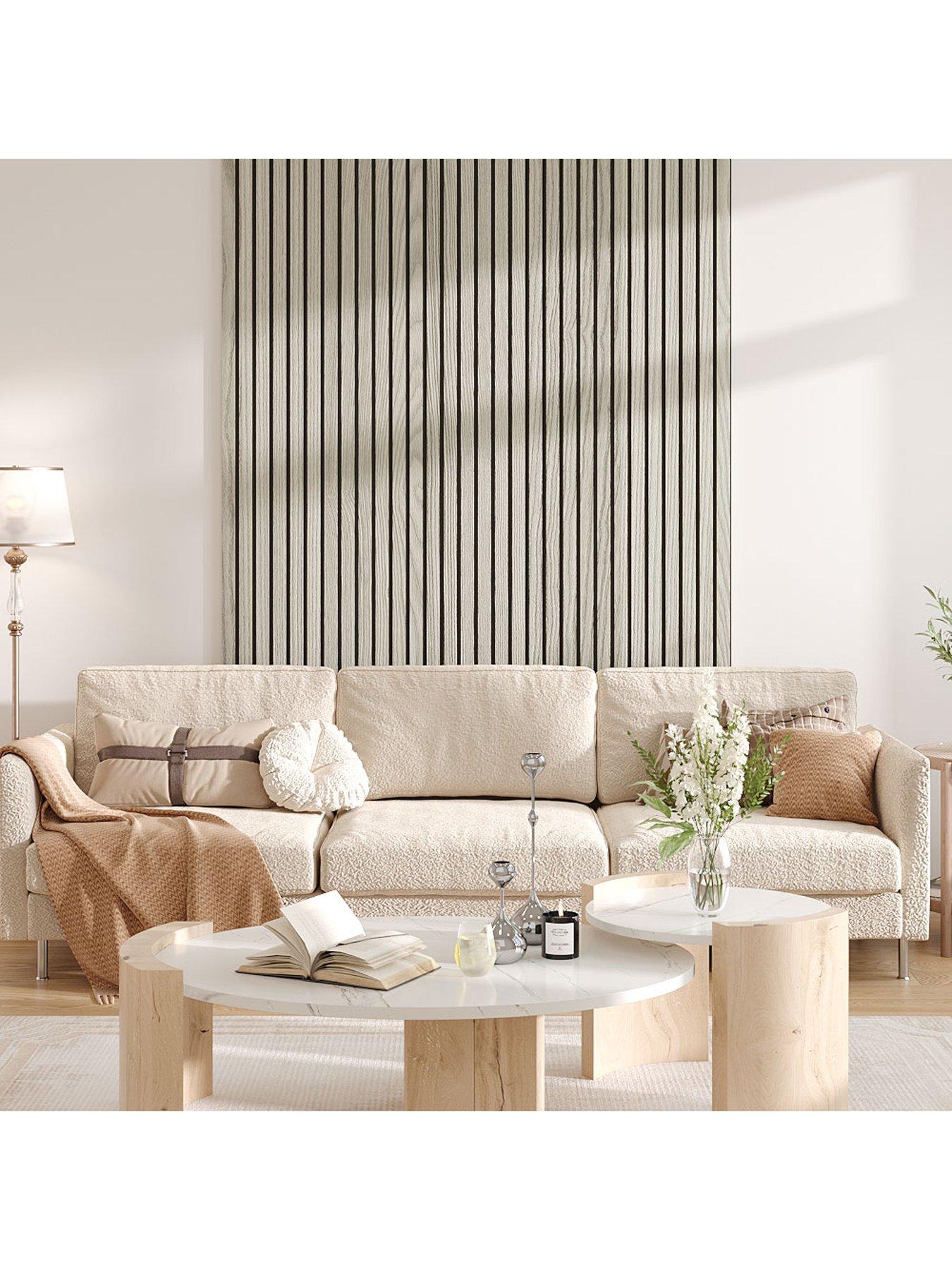 Living and Home White Maple Effect Veneer Slat Design Acoustic Wall ...