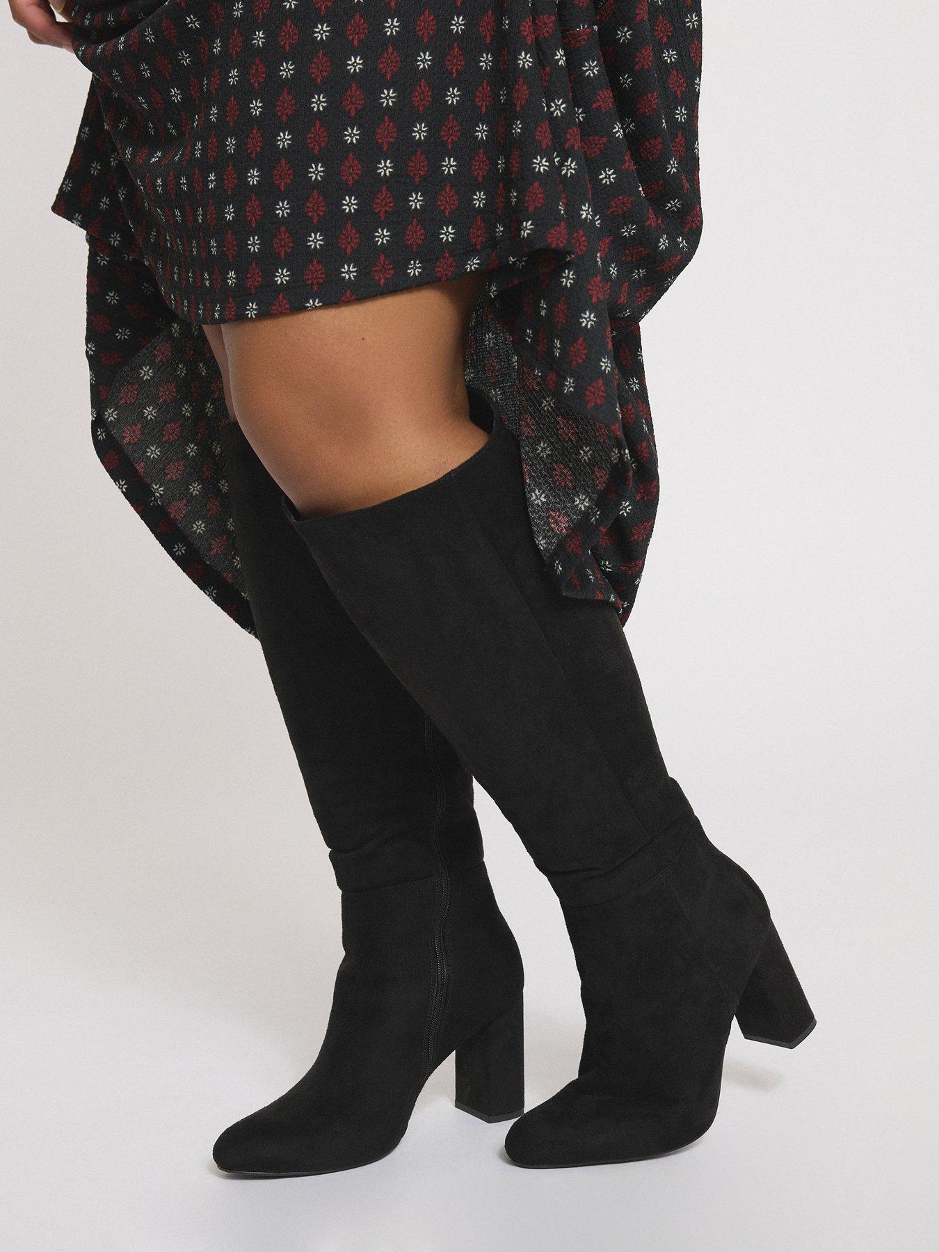 Yours Extra Wide Fit Heeled Knee High Boot - Black | Very