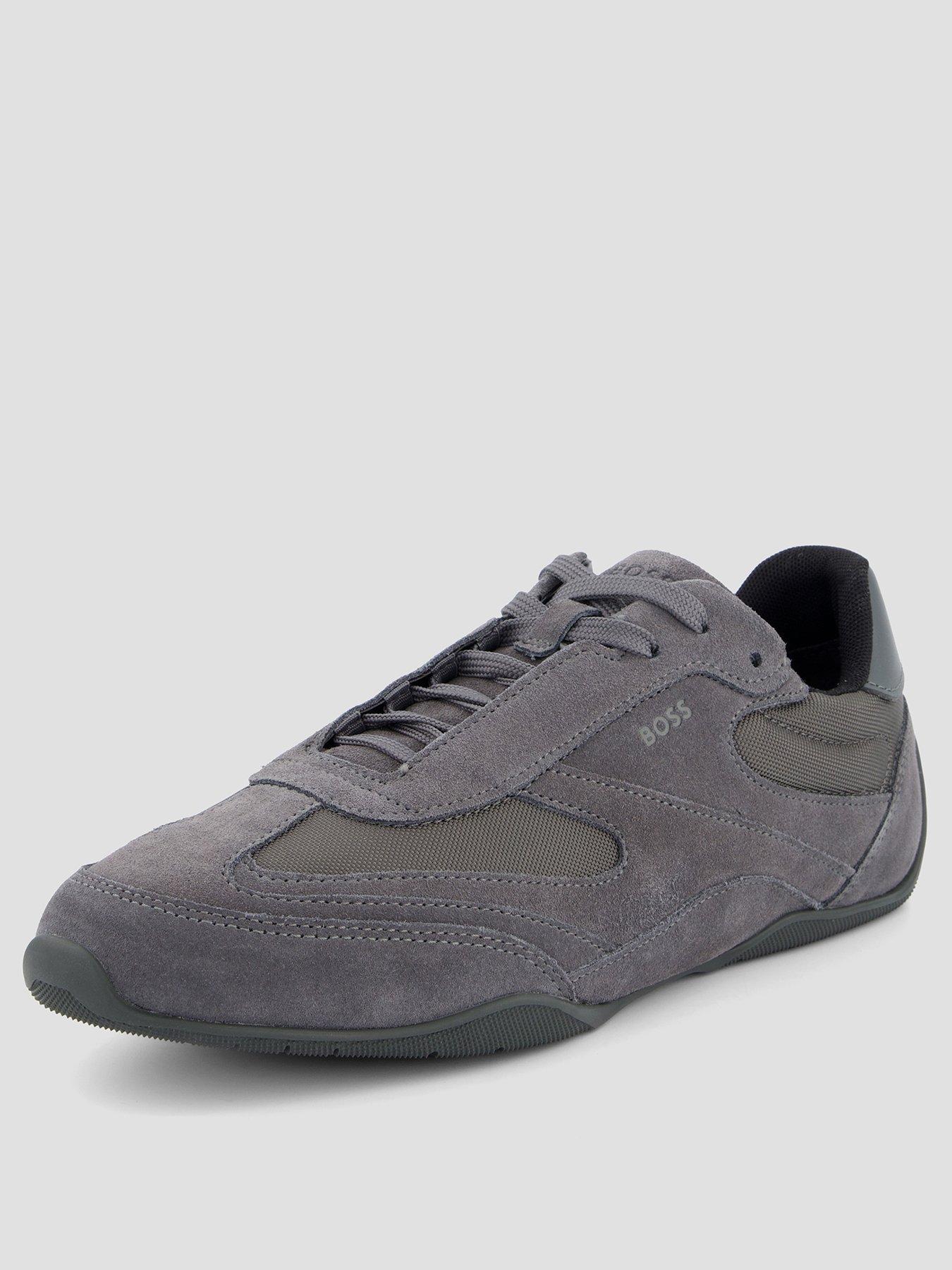 BOSS Jaylen Low Profile Suede Trainers - Grey | Very