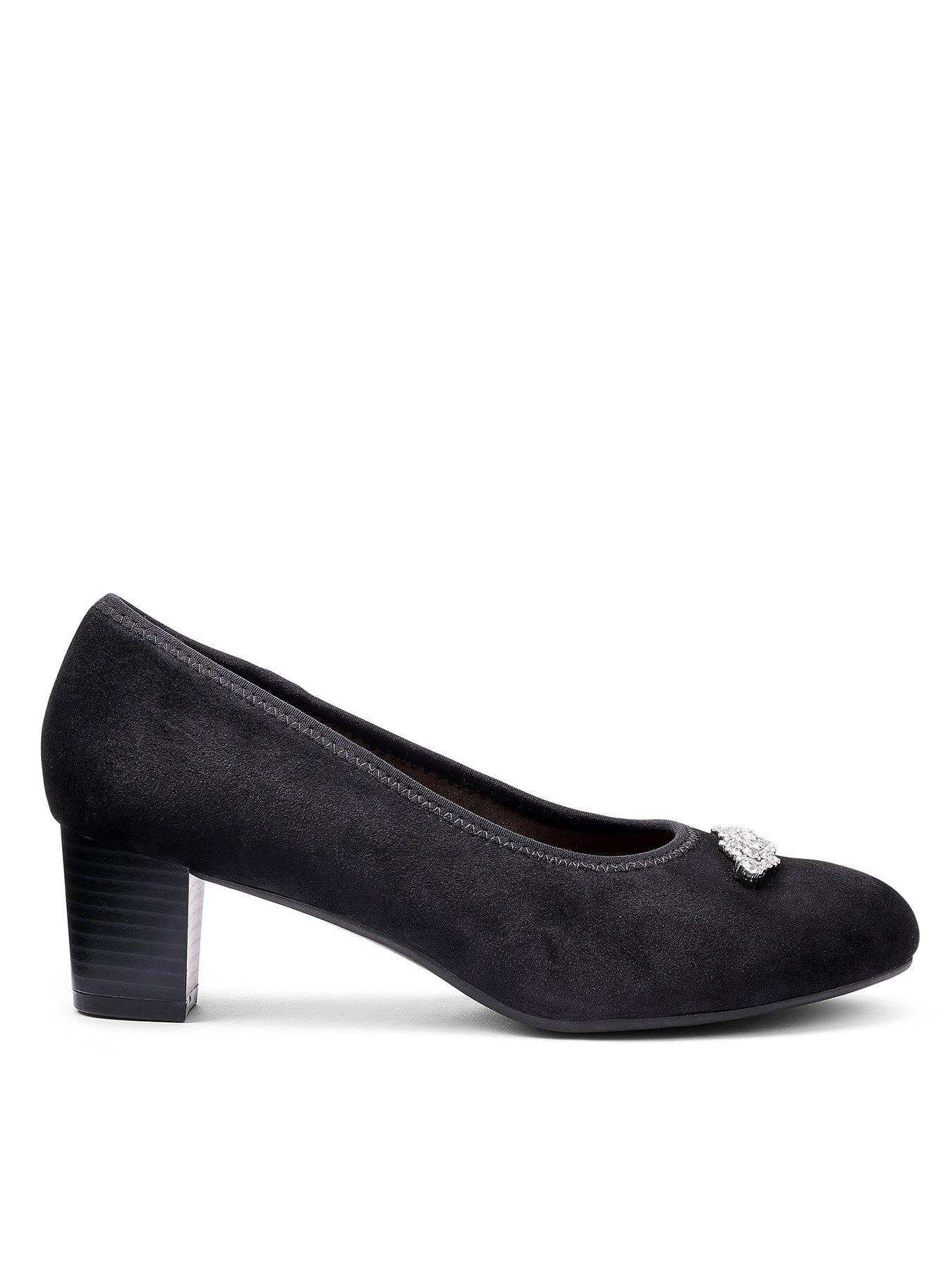 Hotter Strut Suede Heeled Shoe - Black | Very