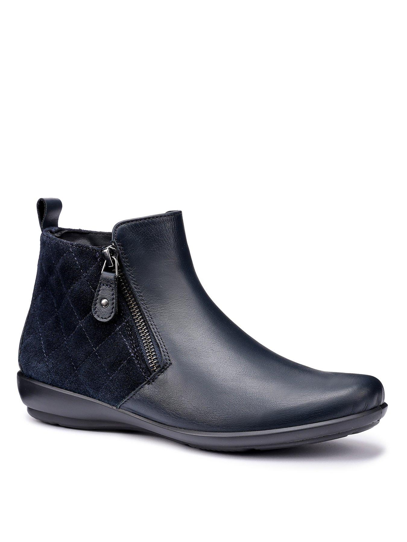 Hotter Winchester Leather Zip Ankle Boot - Navy | Very