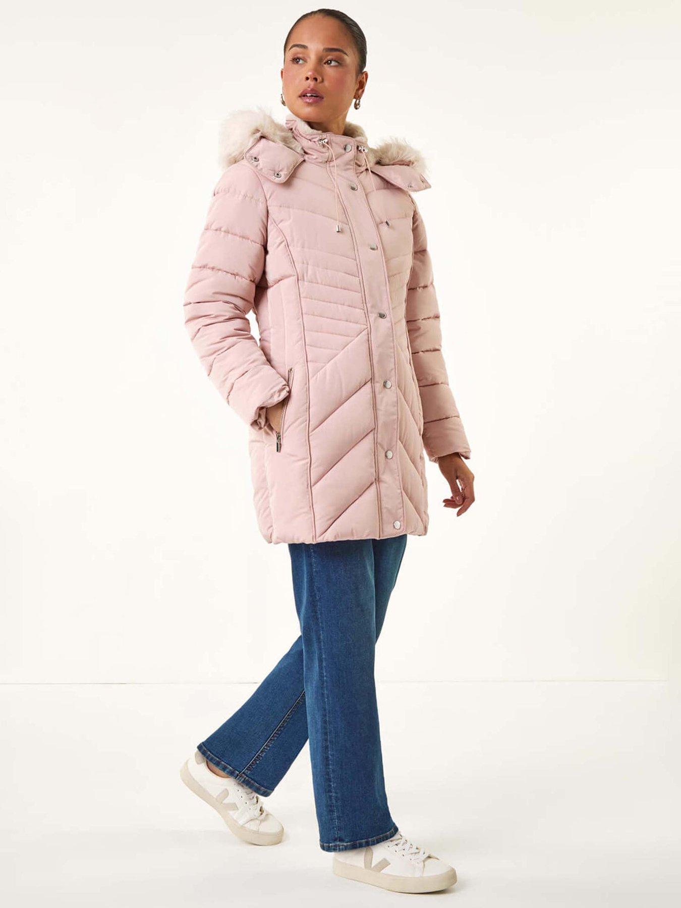 Roman Petite Longline Padded Puffer Coat - Light Pink | Very