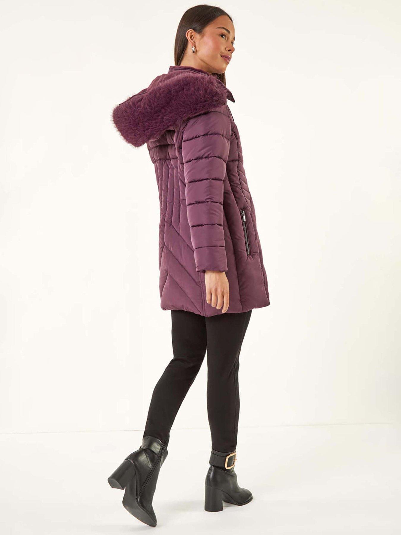 Roman Petite Longline Padded Puffer Coat - Plum | Very