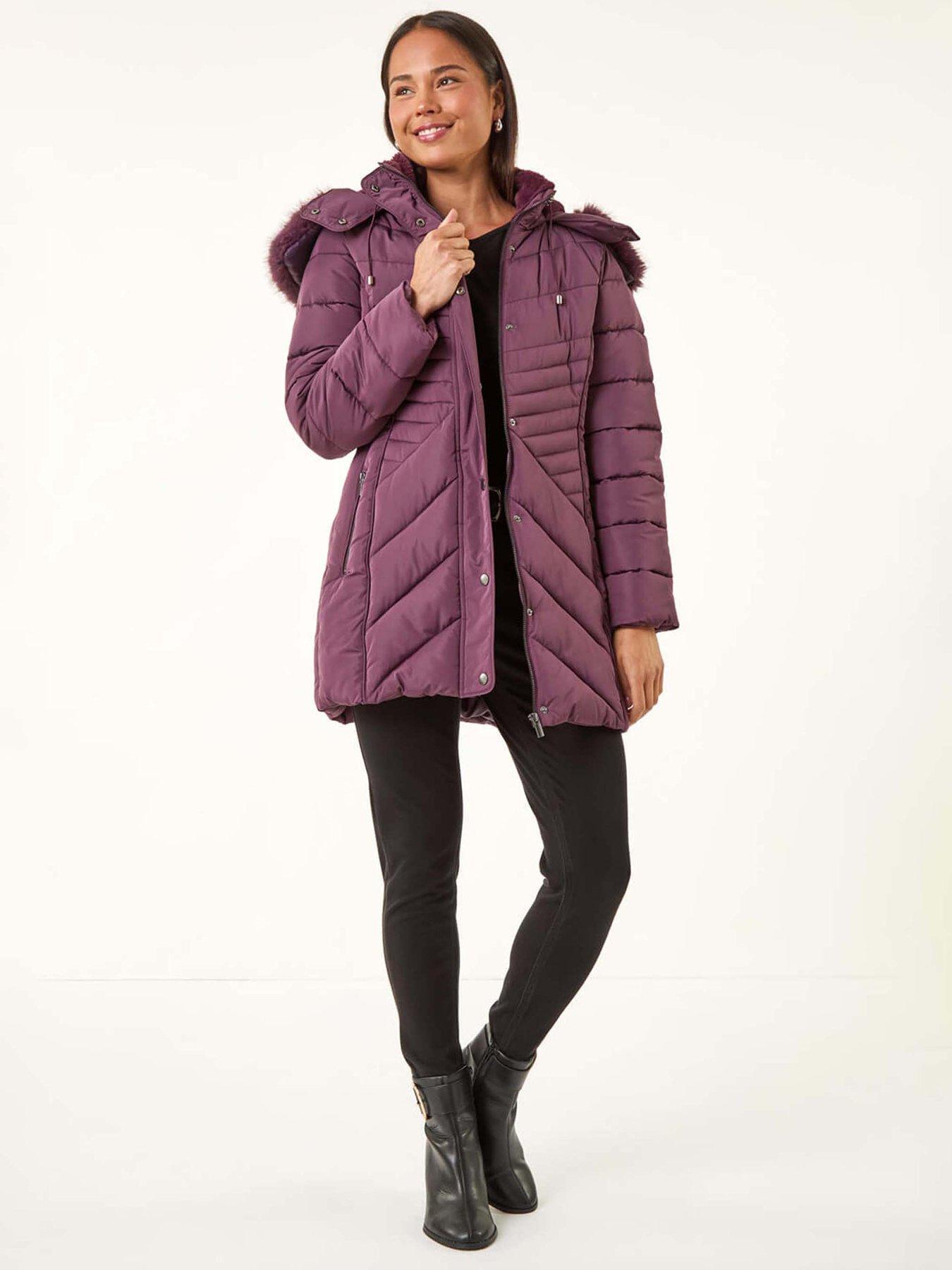 Roman Petite Longline Padded Puffer Coat - Plum | Very
