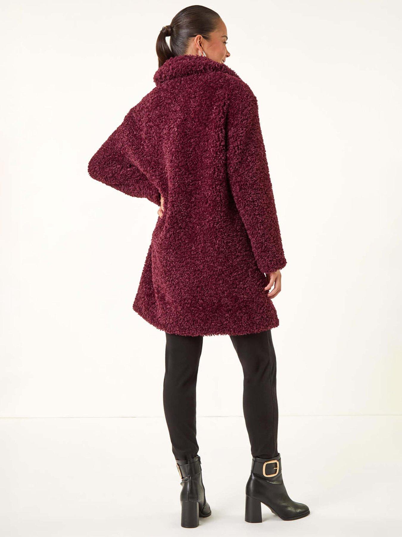 Roman Petite Teddy Longline Coat - Wine | Very