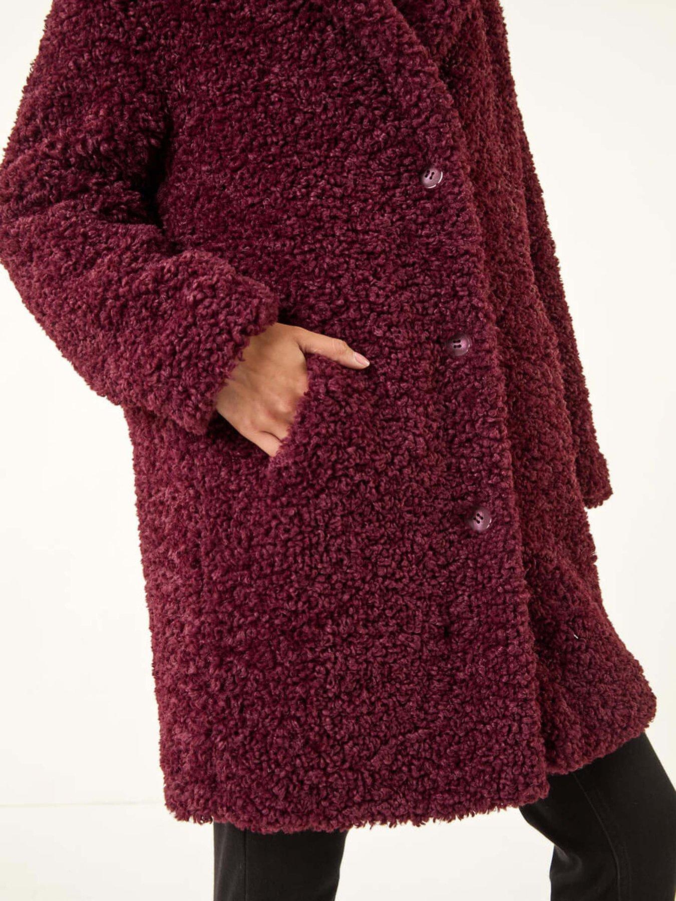 Roman Petite Teddy Longline Coat - Wine | Very