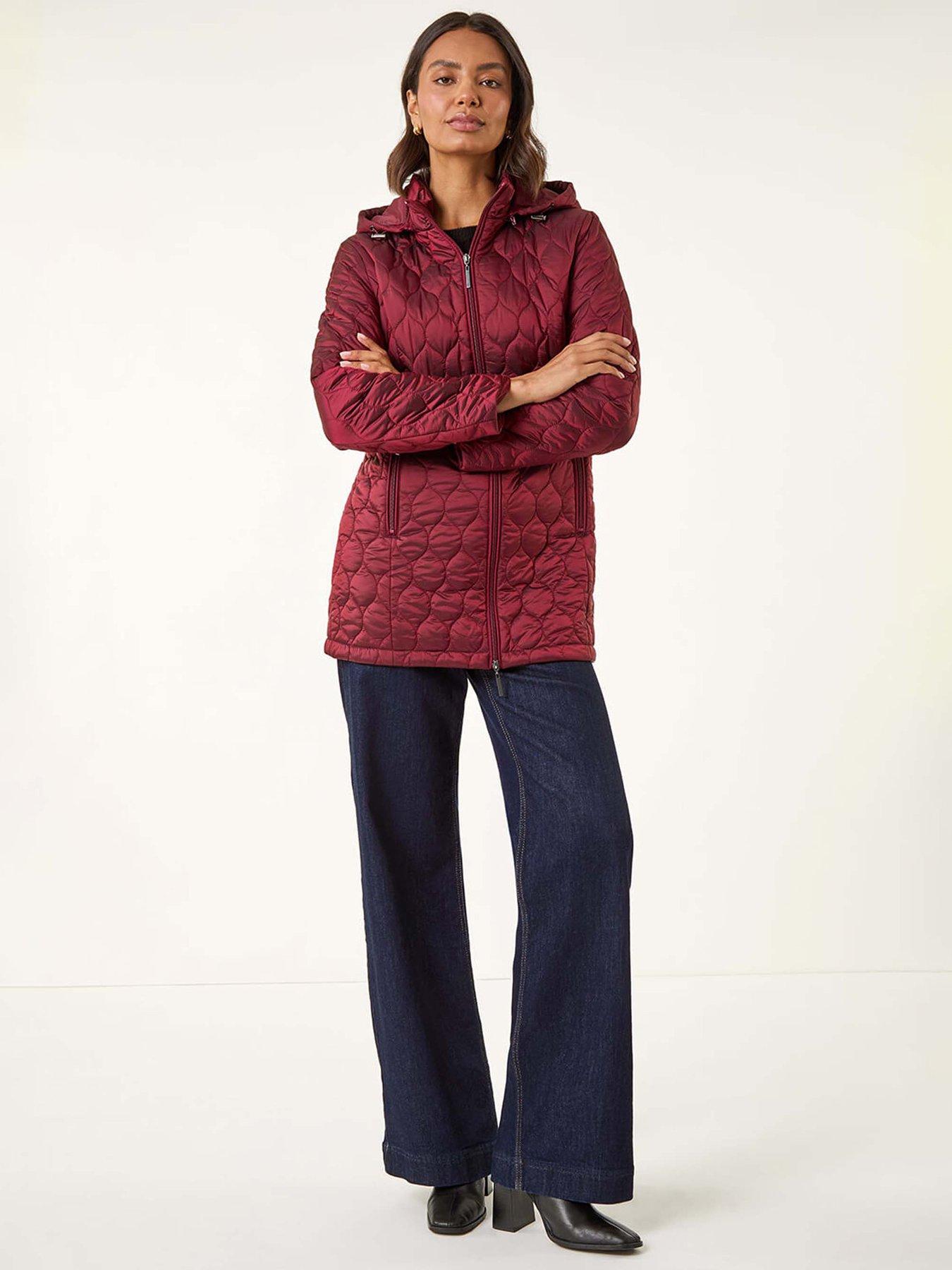 Roman Hooded Quilted Puffer Coat - Red | Very