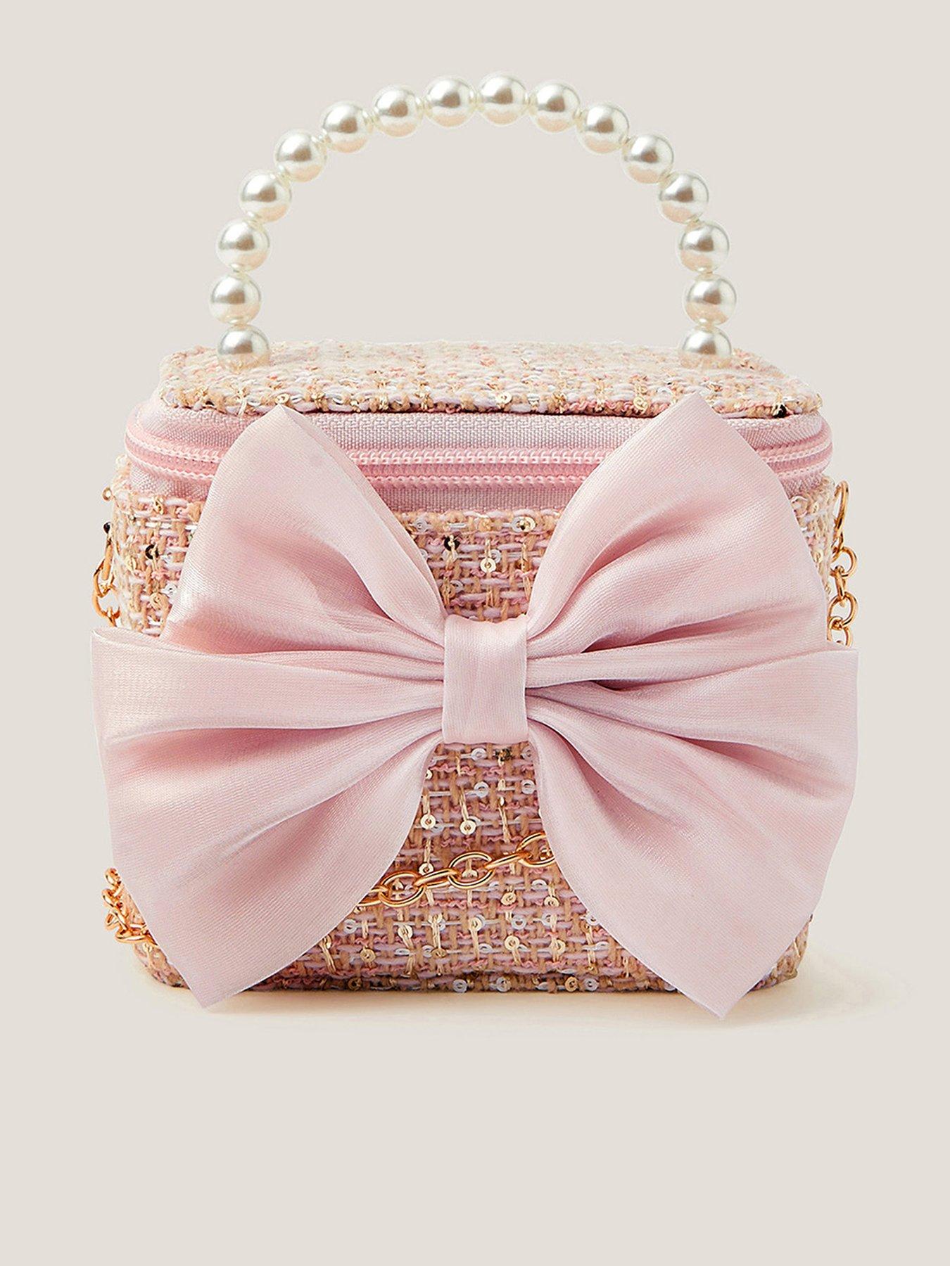 Monsoon Girls Tweed Bow Bag - Pink | Very