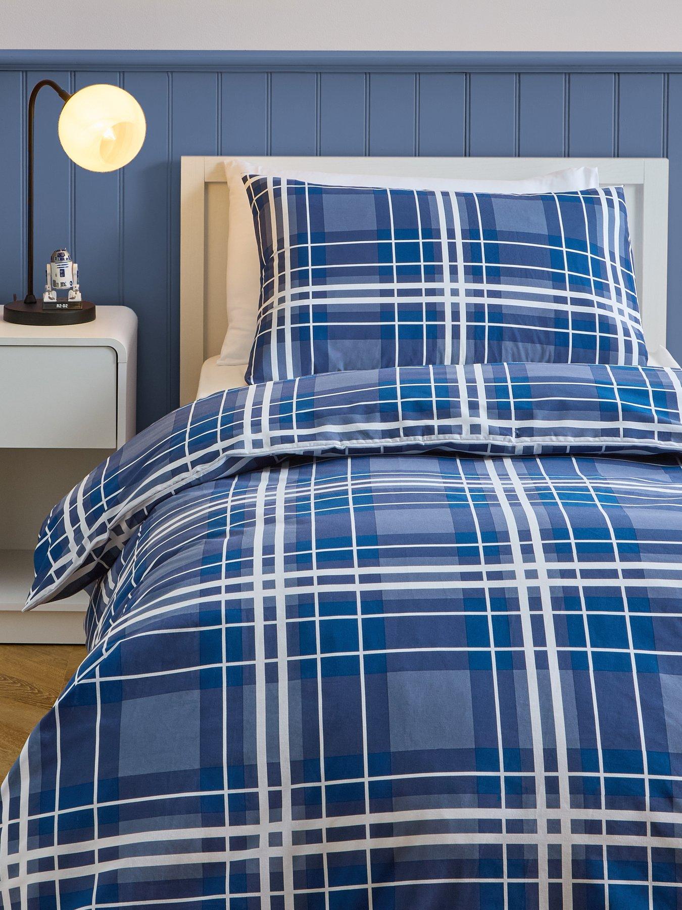 The Very Collection Blue Check Printed Duvet Set | Very