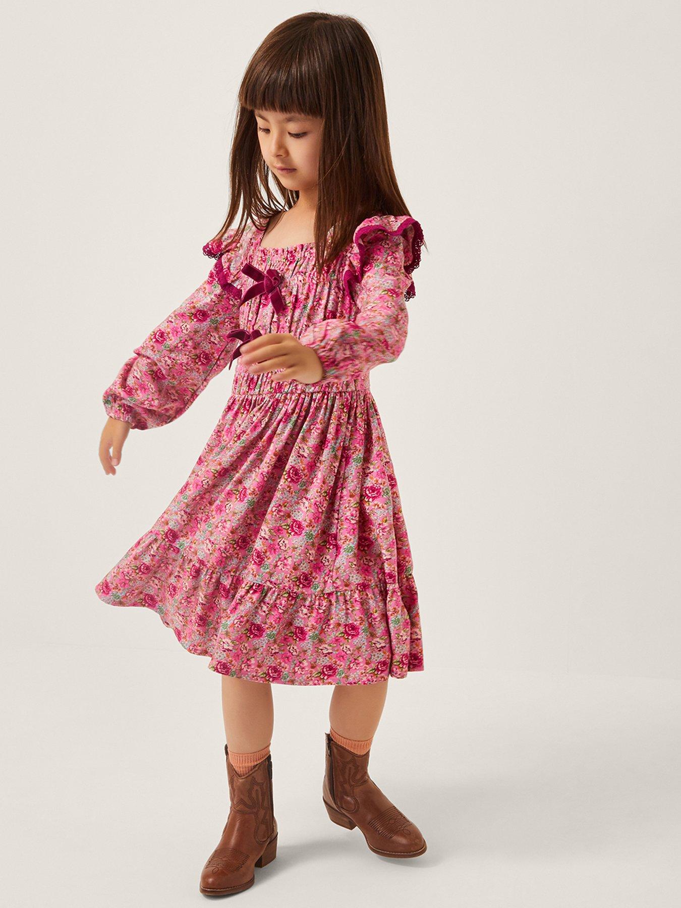 Monsoon Girls Dollie Floral Bow Dress - Pink | Very