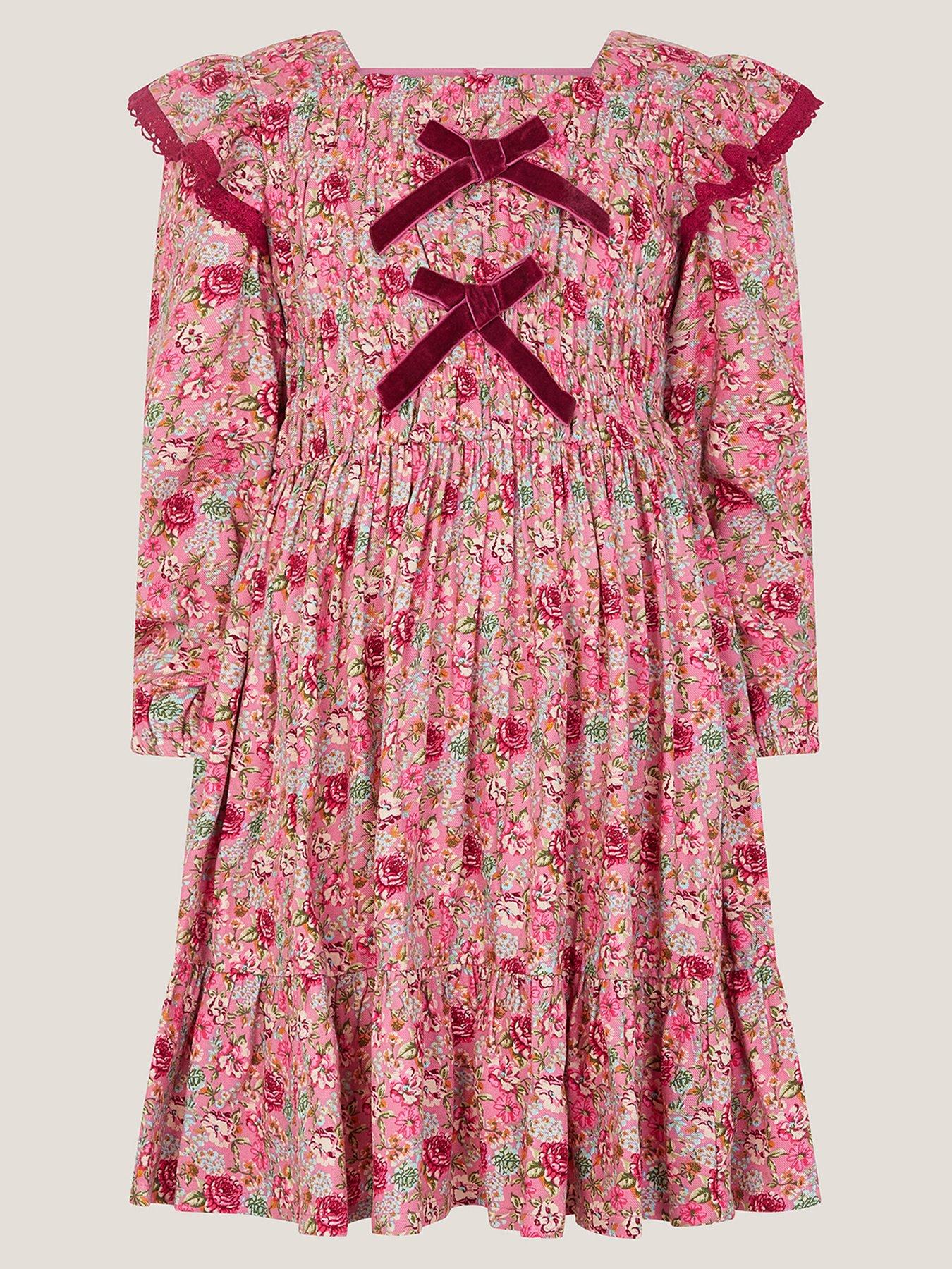 Monsoon Girls Dollie Floral Bow Dress - Pink | Very